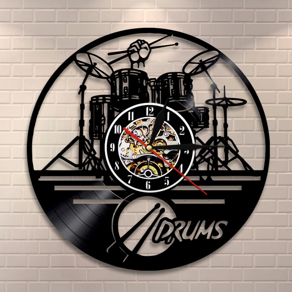 YanGxx Drummers Personalized Drum Wall Clock Music Instrument Drum Kit ...
