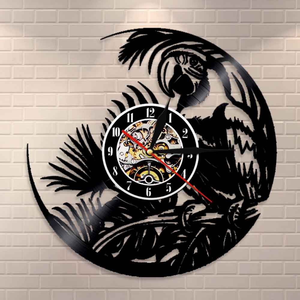 YanGxx Exotic Nature Wall Art Vintage Wall Clock Quaker Parakeet Vinyl ...