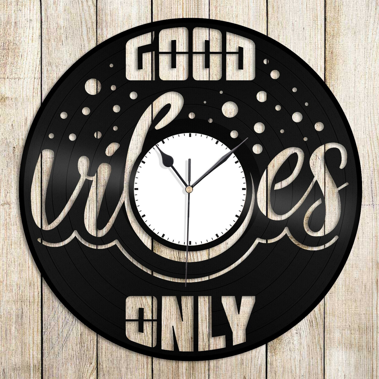 YanGxx Good Vibes Only Vinyl Wall Clock Souvenir Gift for Friends Home ...
