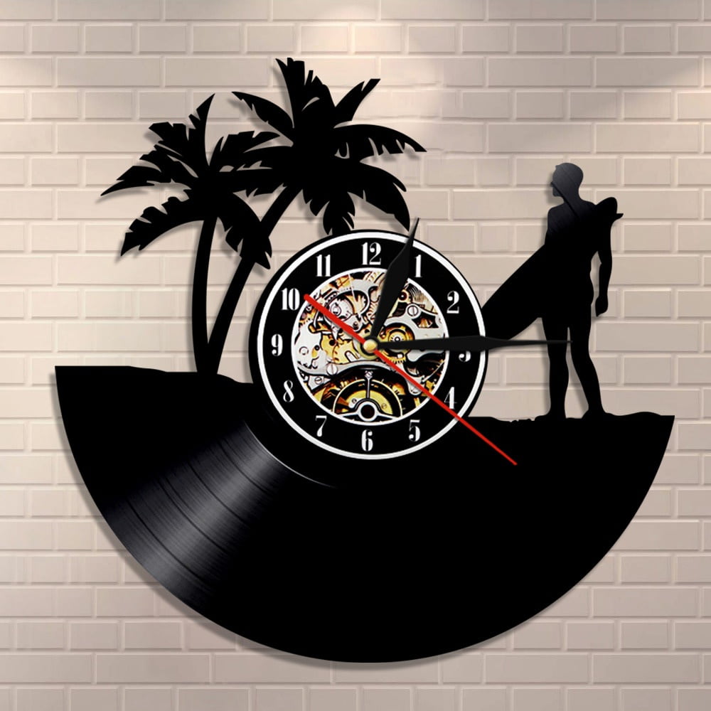 YanGxx Hawaii Wall Clock Personalized Surfing Vinyl Record LP Clock ...
