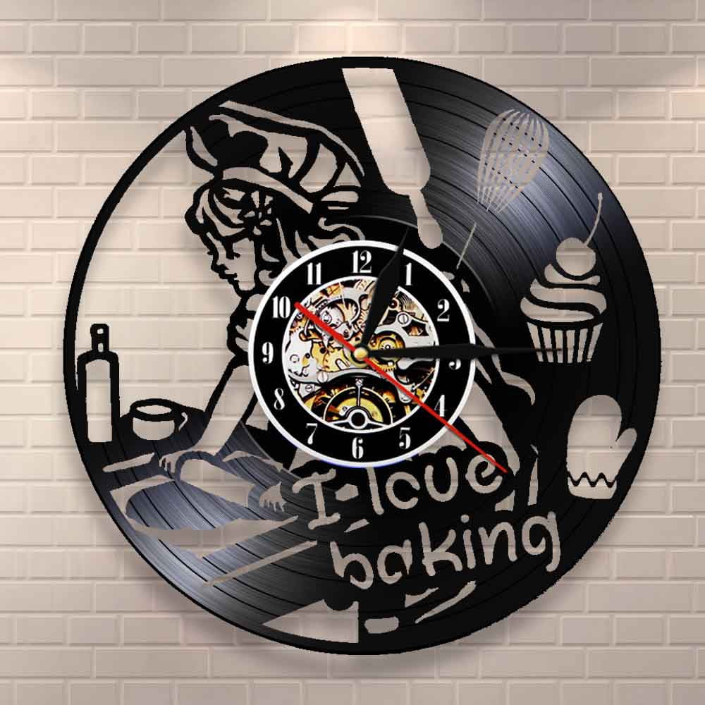 YanGxx I Love Baking Quote Wall Clock Decorative Kitchen Clock Cooking ...