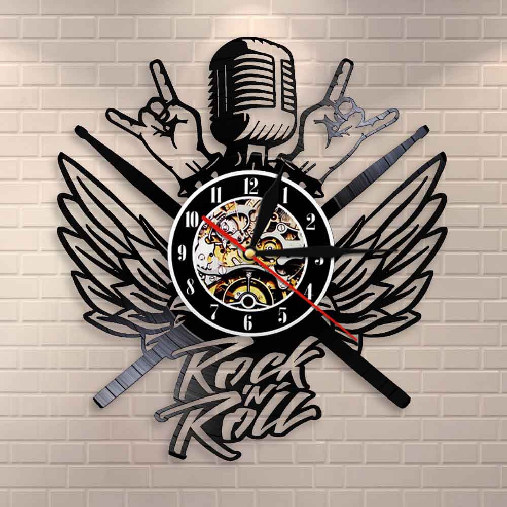 YanGxx In Metal We Trust Music Quote Rock Hand Wall Clock Rock and Roll ...