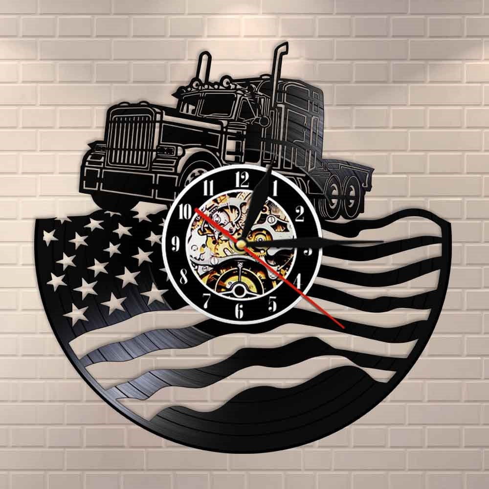 YanGxx Proud USA Farmer Tractor Trailer Wall Clock Tractor American ...