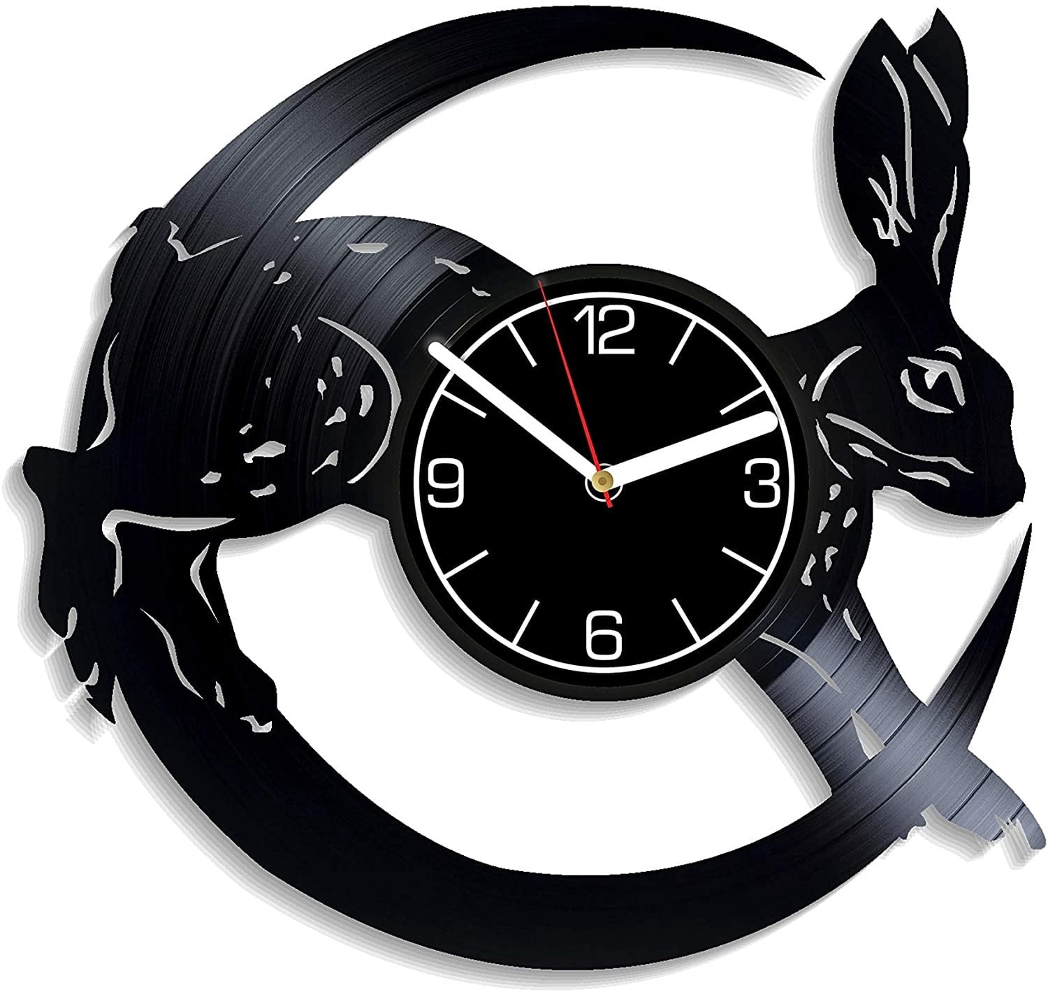 YanGxx Rabbit Vinyl Record Wall Clock Animal Decoration 12 inch Wall ...