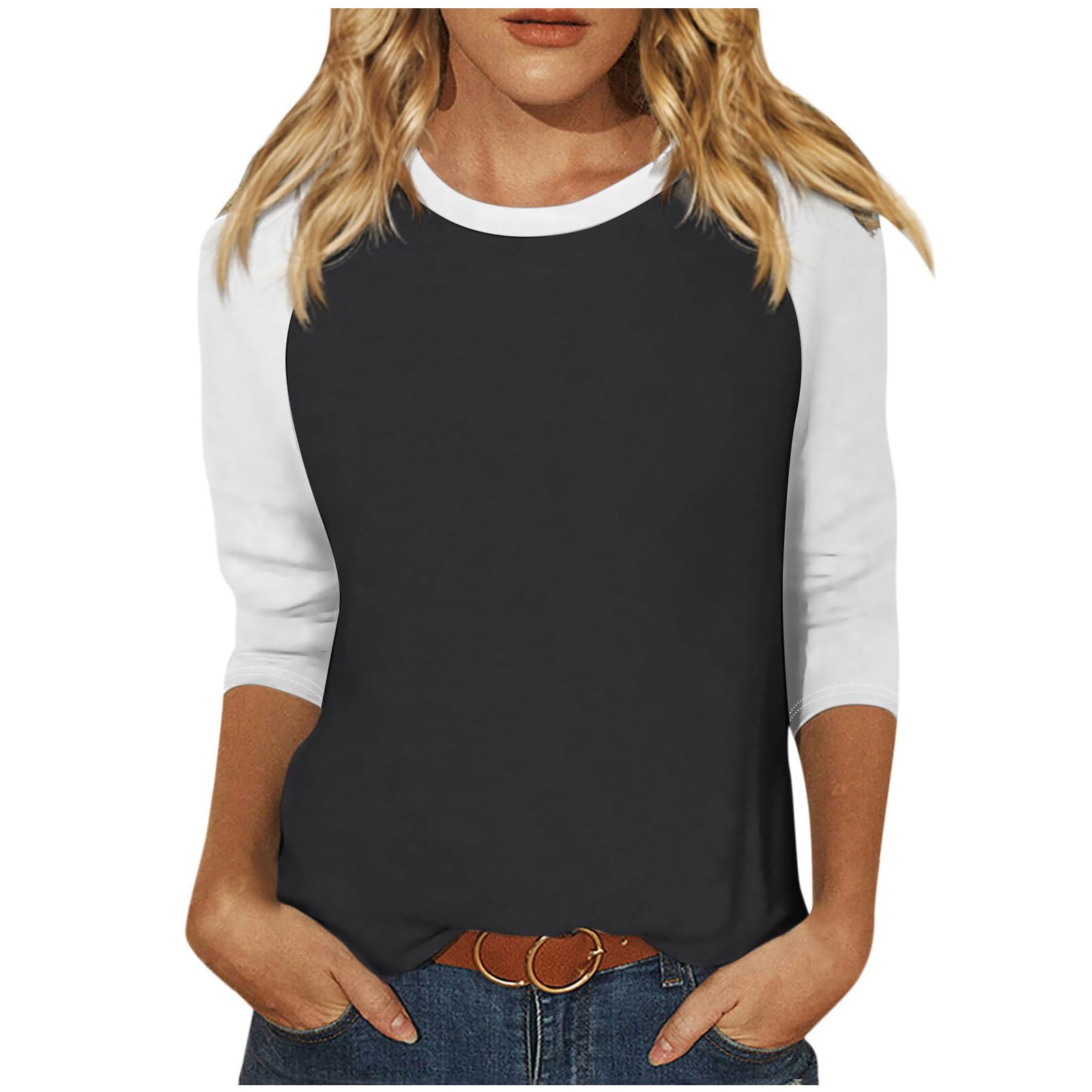 YanHoo 3/4 Sleeve Tops for Women Baseball Shirts for Women 3/4 Sleeve ...
