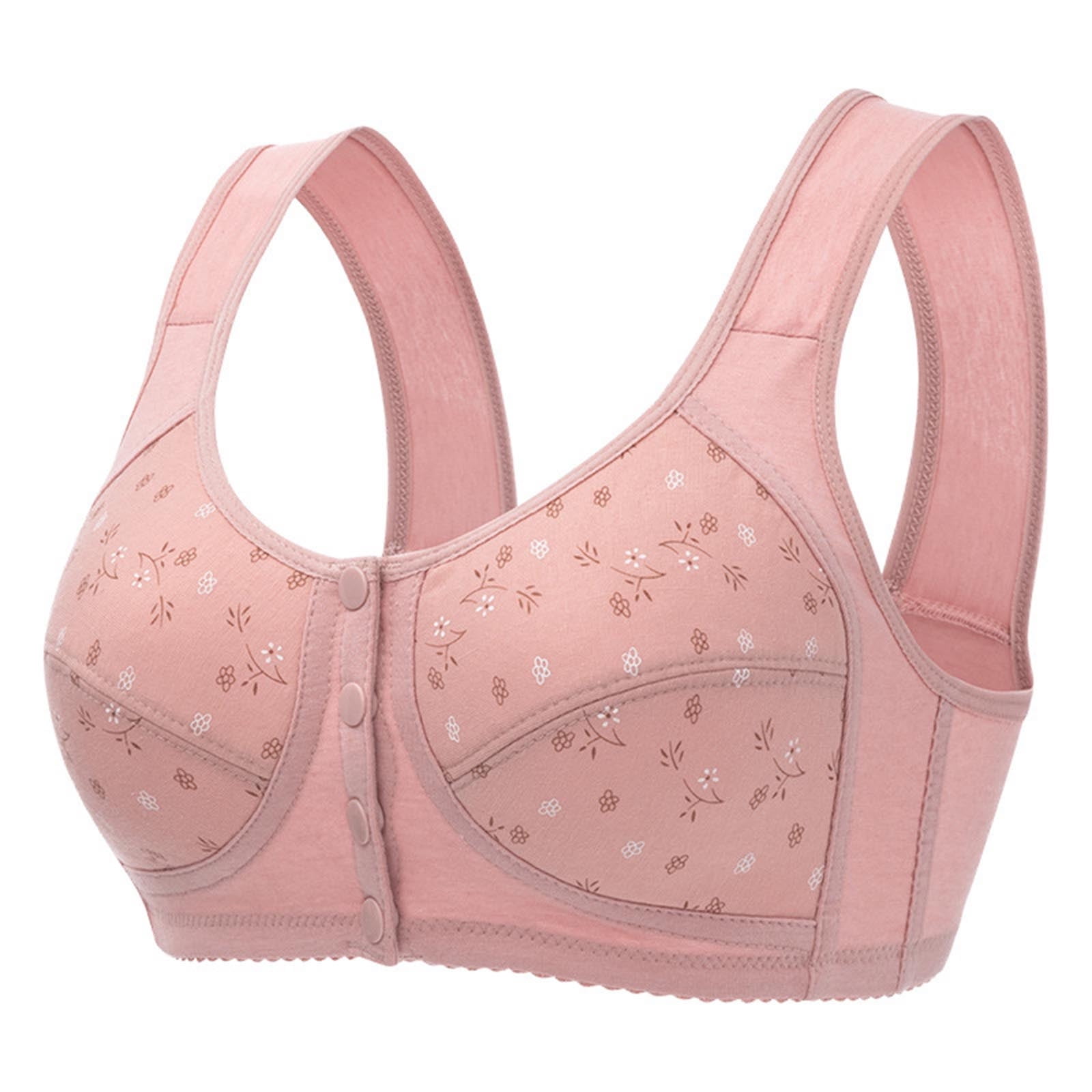 YanHoo Bras for Older Women Wirefree Front Button Closeure Bra Easy ...