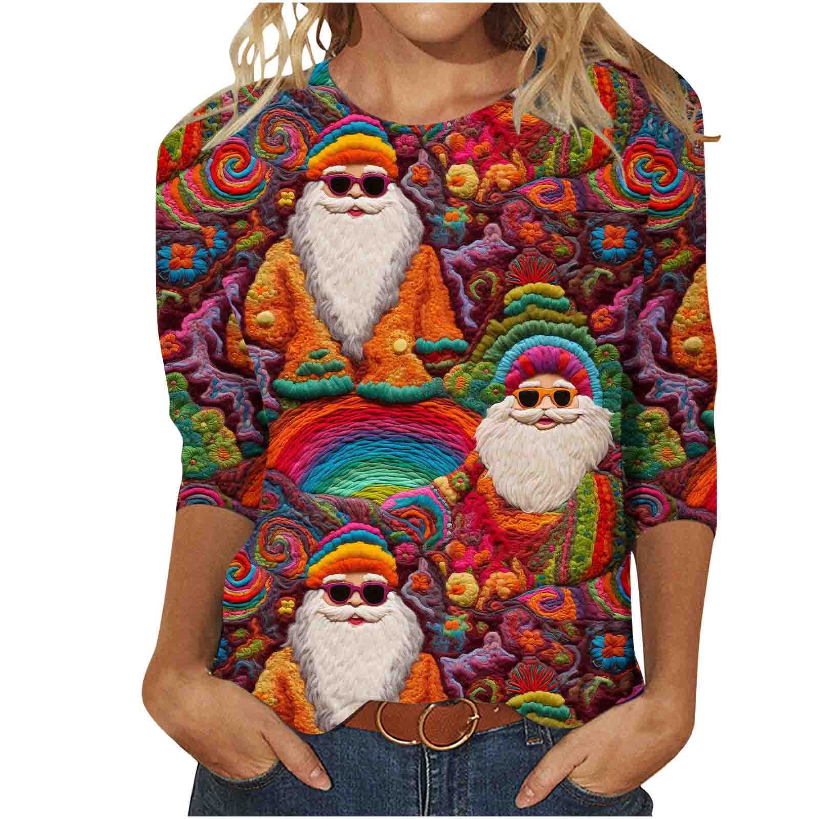 YanHoo Christmas 3/4 Length Sleeve Womens Tops 2023 Walmart Prime Sale ...