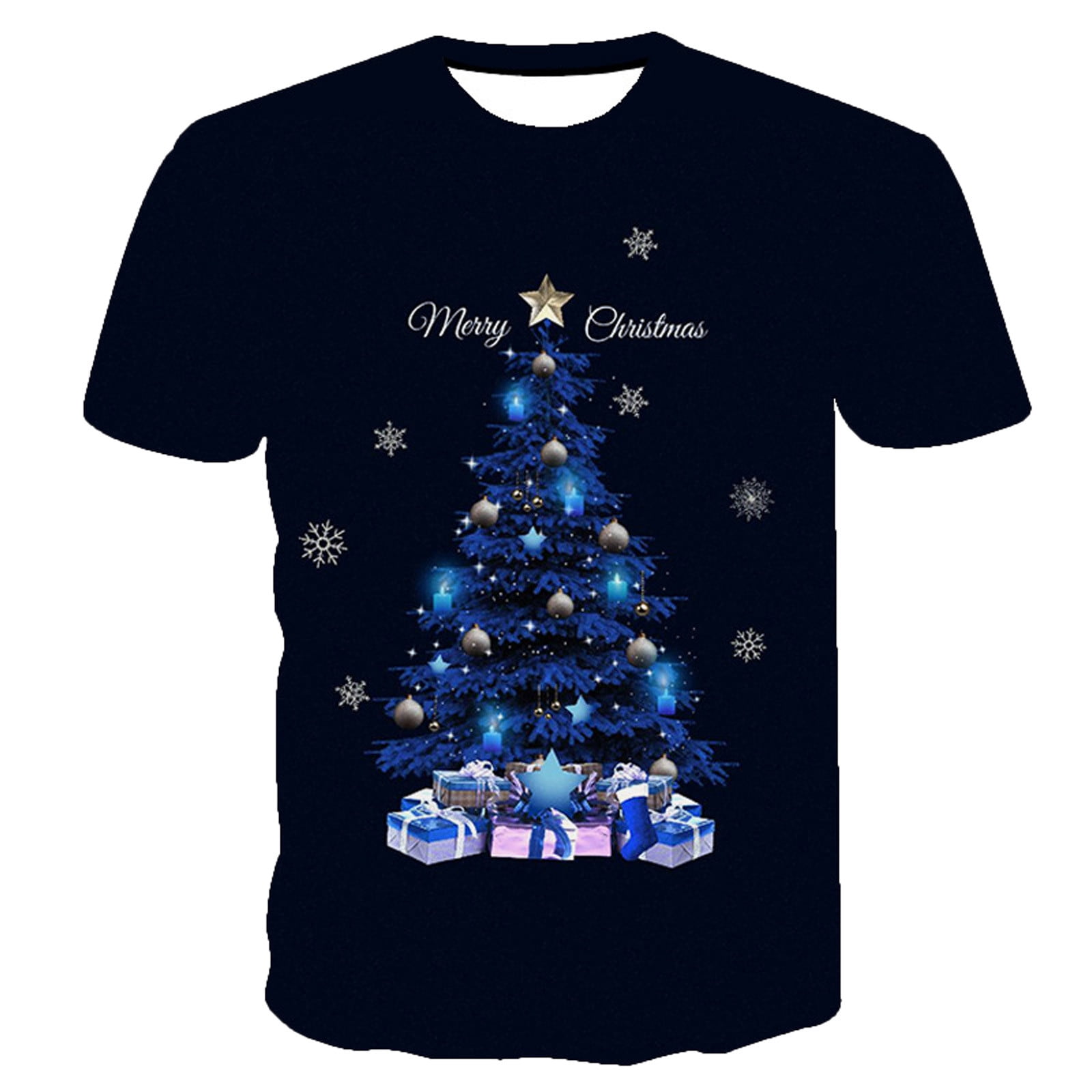 Yanhoo Christmas Tree Tshirt 3d Graphic Christmas Printed Short Sleeve
