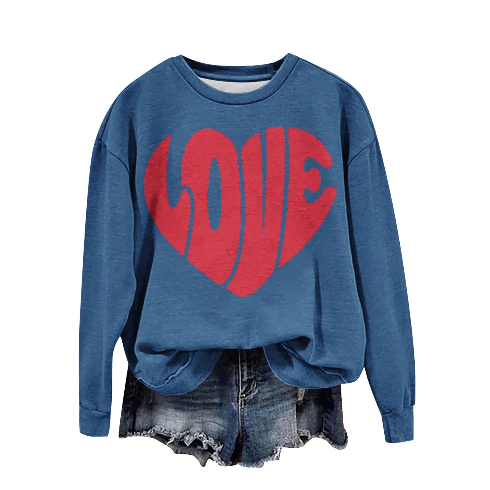 YanHoo Christmas Valentine's Day Sweatshirt Long Sleeve Tops for Woman Valentine Day Sweatshirts ...
