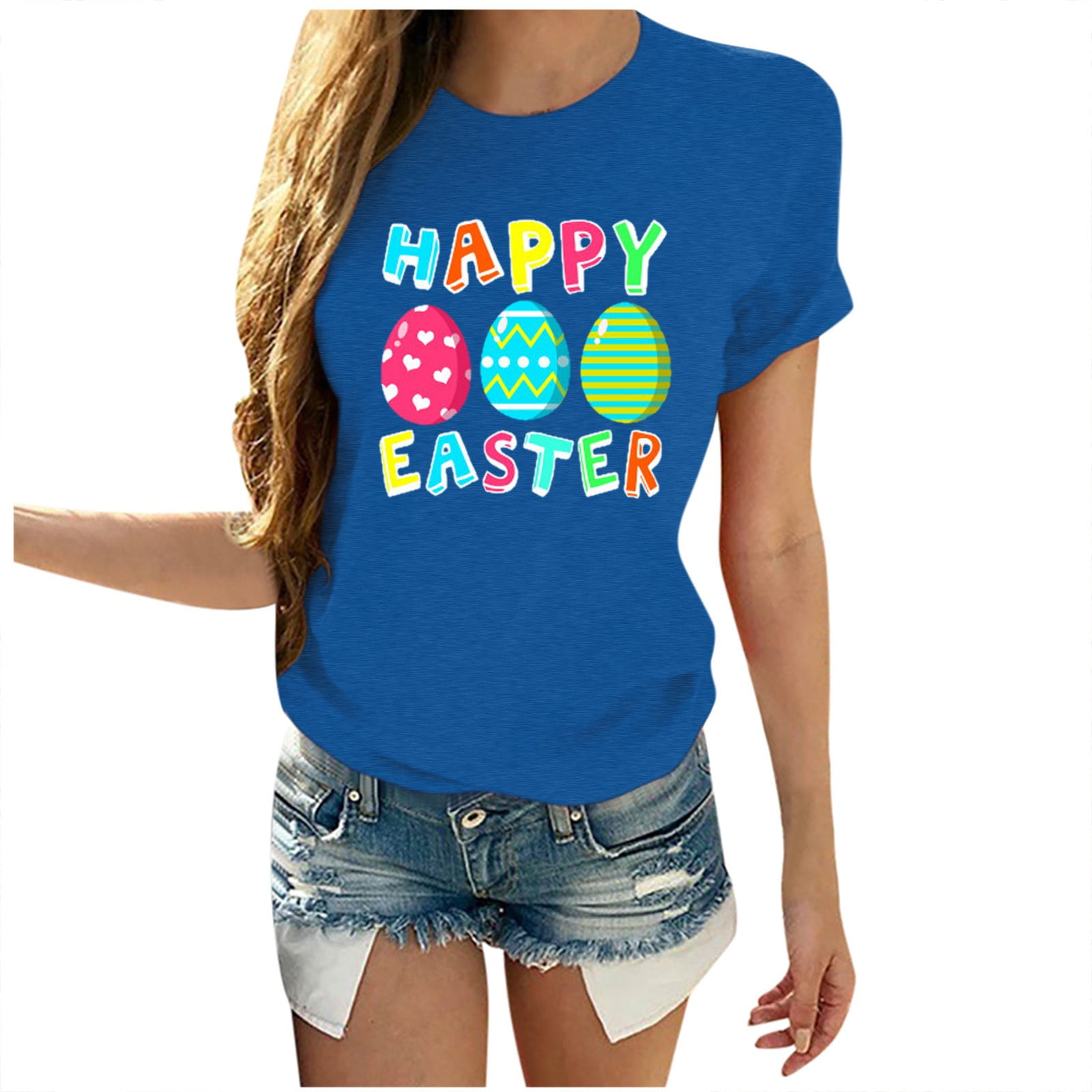 YanHoo Easter Shirts for Women Short Sleeve Women's Easter Day Shirts ...