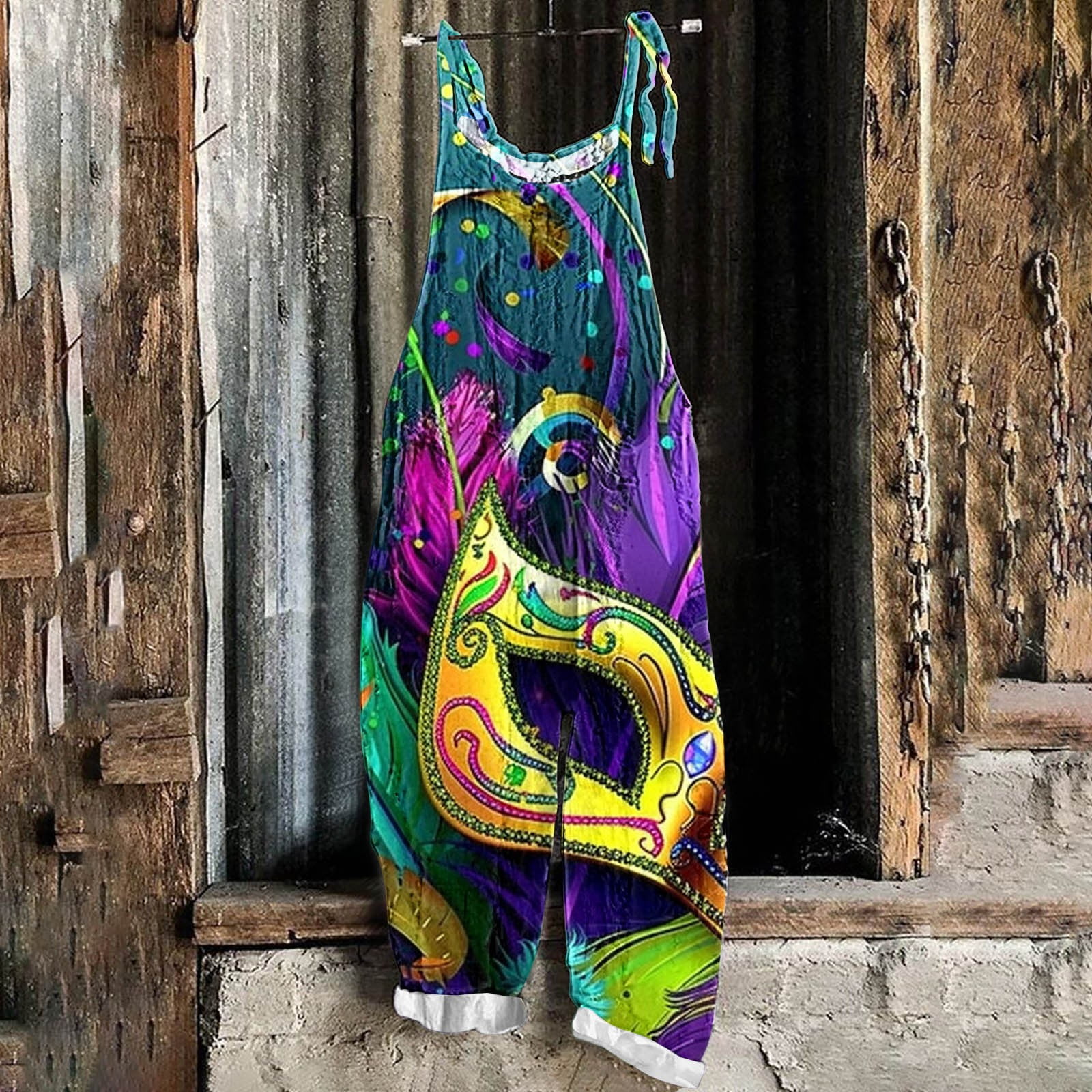 YanHoo Mardi Gras Overalls Jumpsuits Womens Adjustable Strap Overalls ...