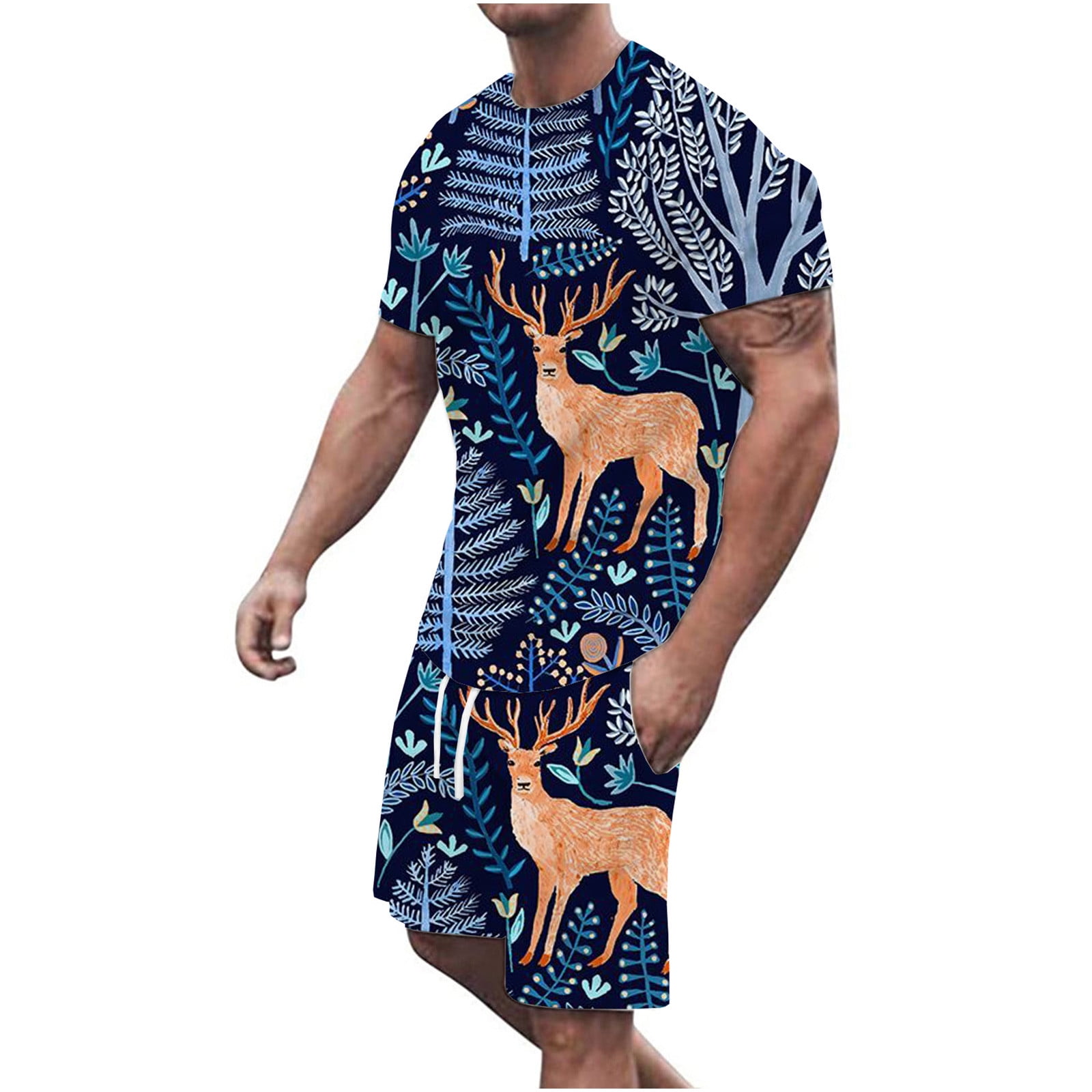 Yanhoo Men Short Set Merry Christmas Funny Xmas Graphic Mens Casual 2