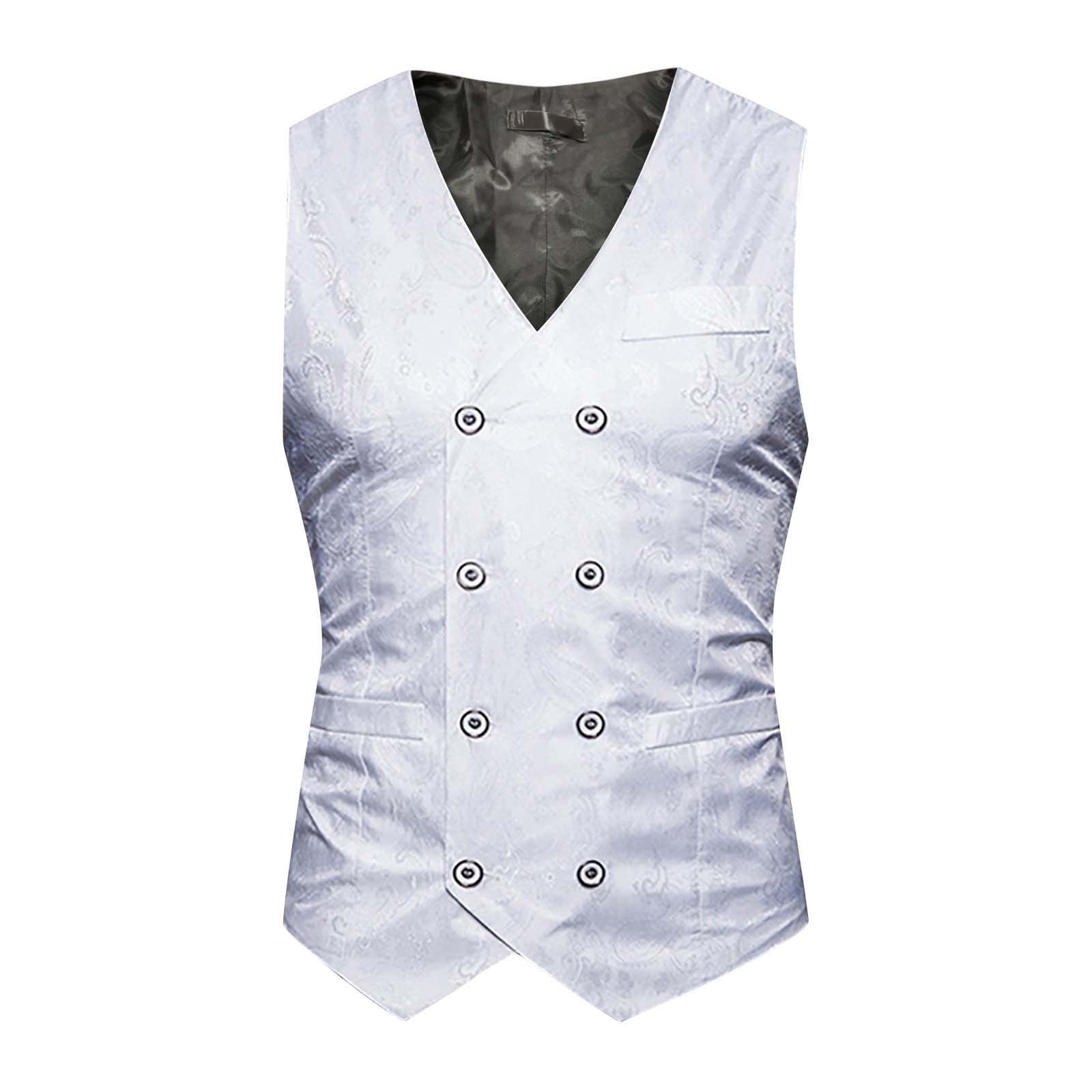 YanHoo Men Suit Vest Double Breasted Slim Fit Waistcoat Formal Dress ...
