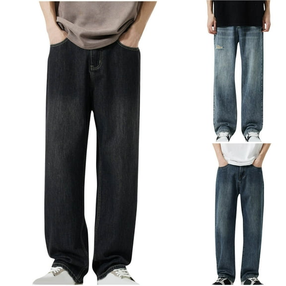 Baggy Jeans Men Wide Leg,Y2k Hip Hop Skater Denim Pants Vintage Washed ...