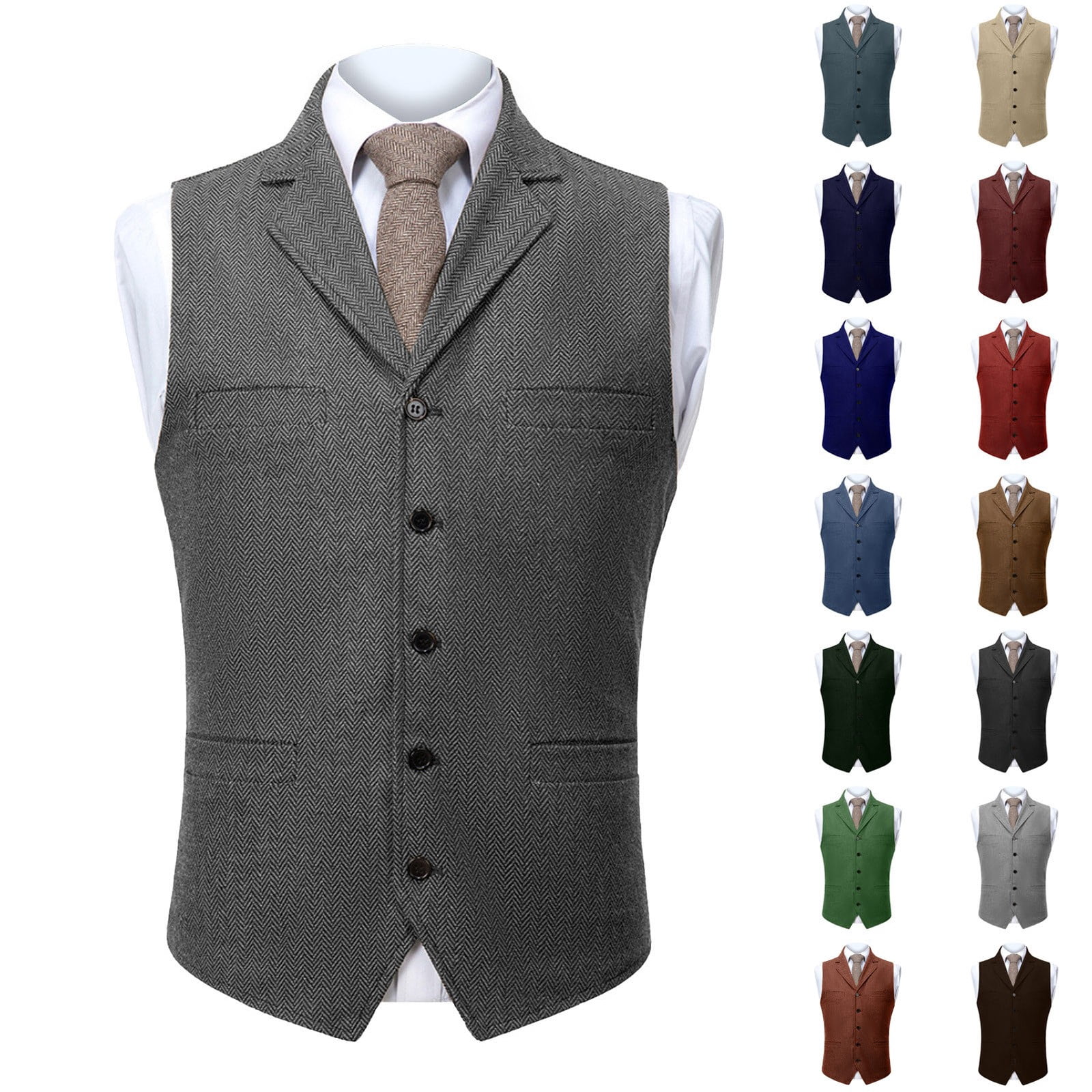 YanHoo Men's Formal Suit Vest Business Casual Dress Vests Wedding Party ...