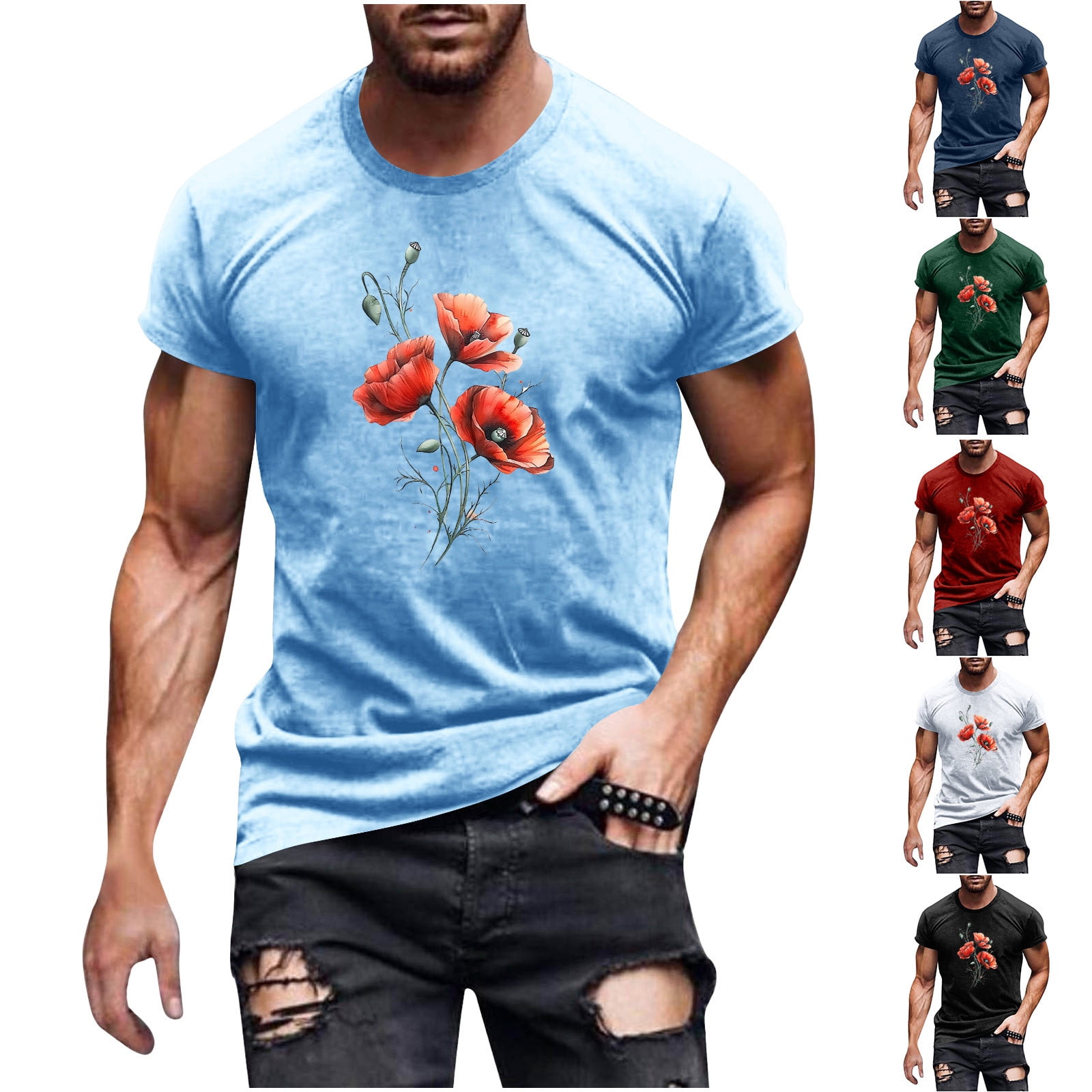 YanHoo Men's Muscle T Shirts Short Sleeve Gym Bodybuilding Muscle Shirt ...