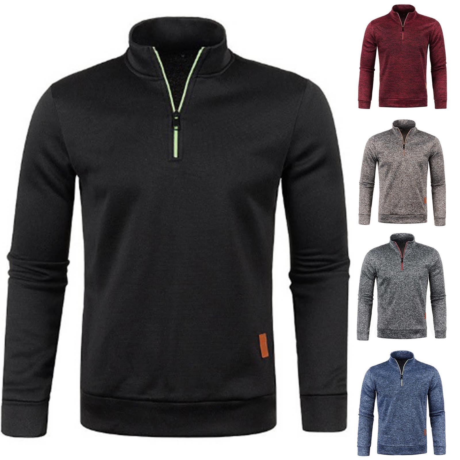 YanHoo Men's Quarter Zip Pullover Sweaters Long Sleeve Causal Mock Neck ...
