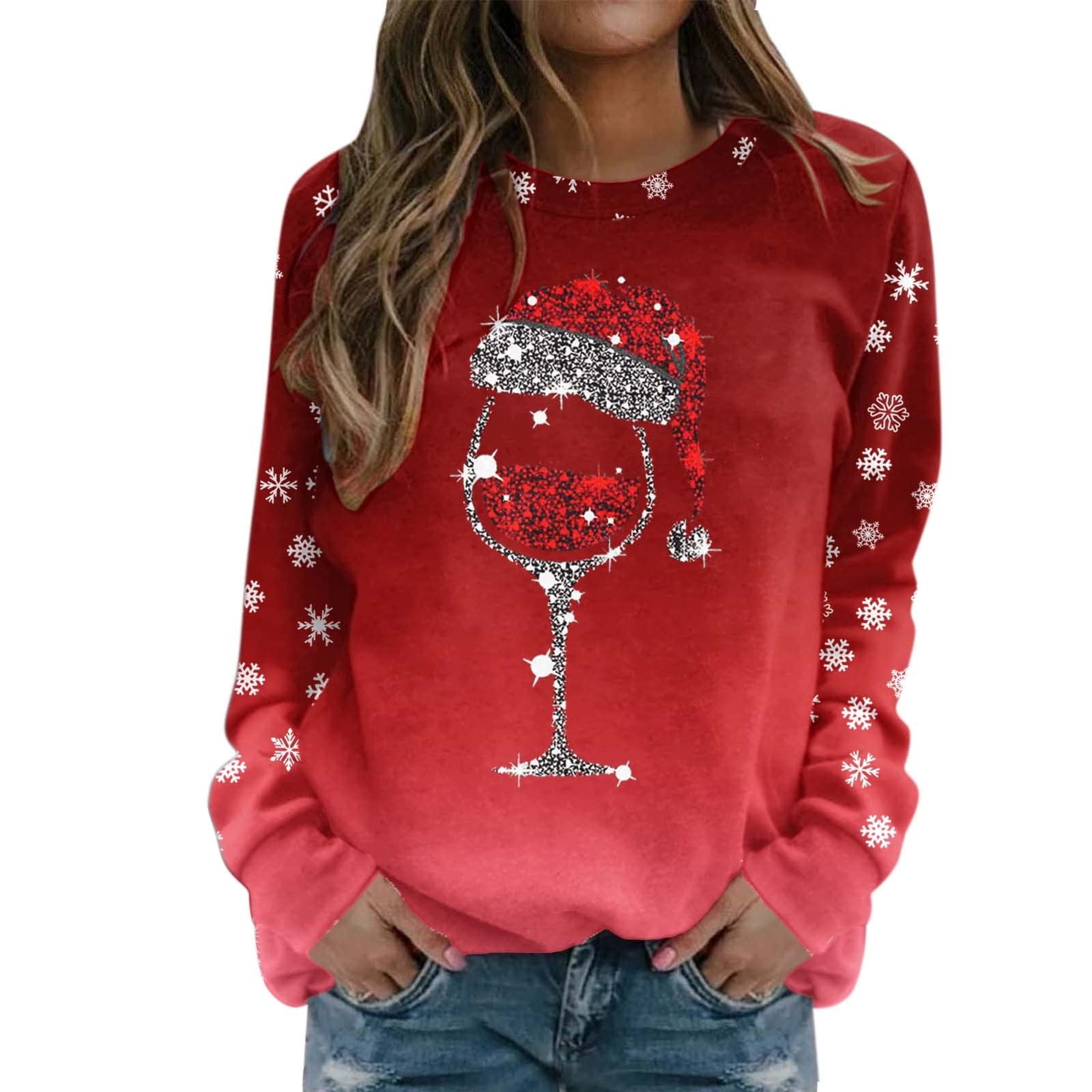 YanHoo Plus Size Christmas Sweatshirt Funny Women Christmas Sweater ...
