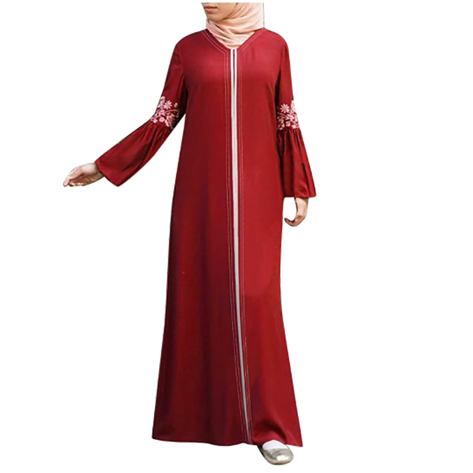 YanHoo Plus Size Dresses for Women Middle East Costume Elegant Print ...