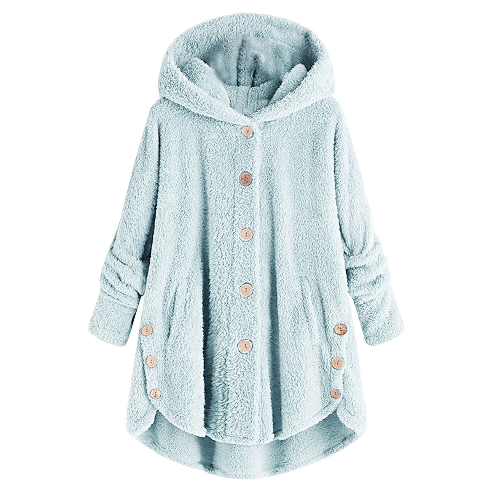 YanHoo Plus Size Fleece Jackets for Women 4x-5x Hooded Cardigan Fleece ...