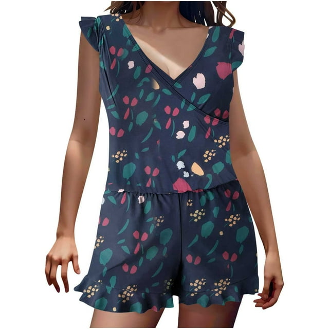 YanHoo Romper Swimsuits for Women One Piece Bathing Suit Ruffle ...