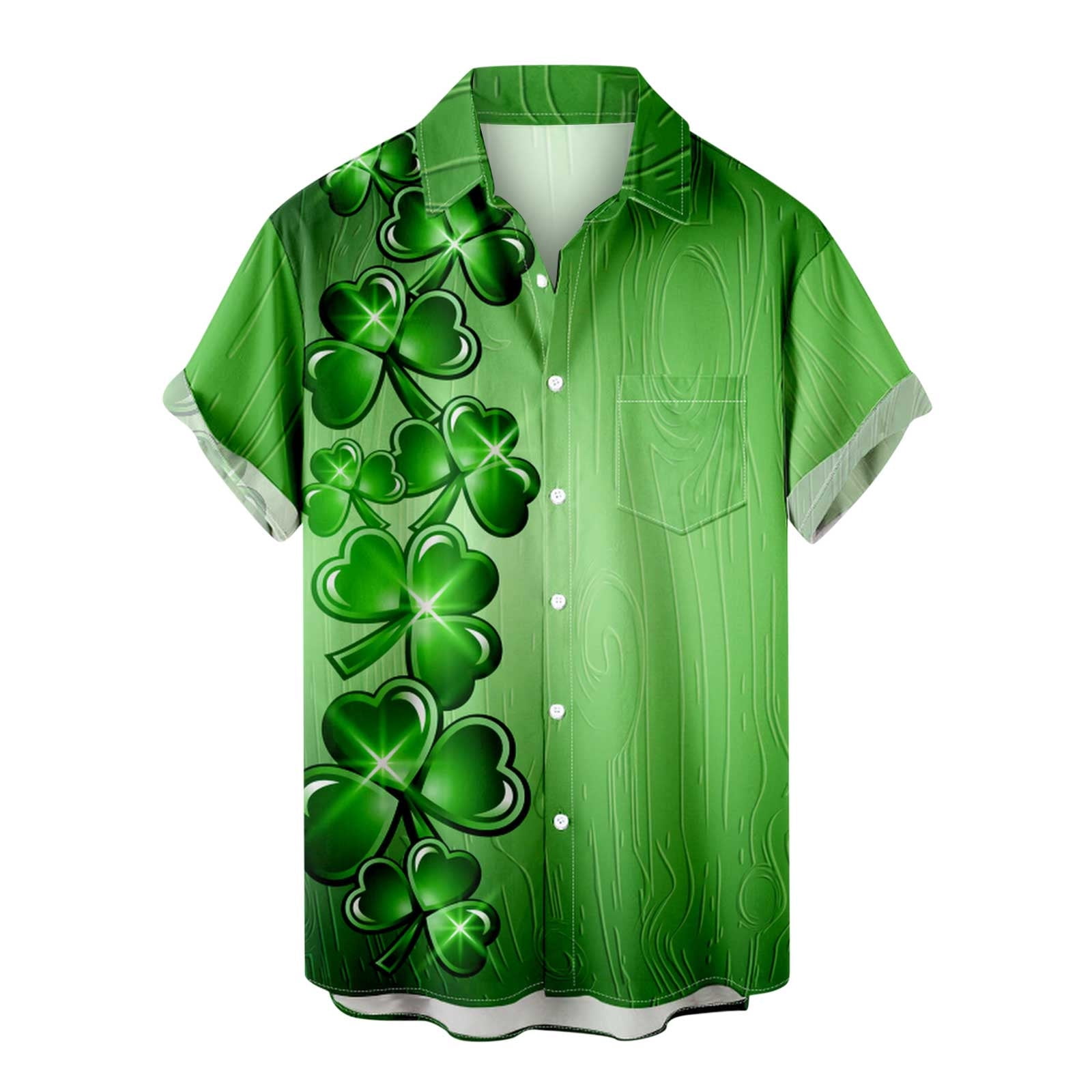 YanHoo St Patricks Day Shirts Funny Button Down Shirt Men Short Sleeve ...
