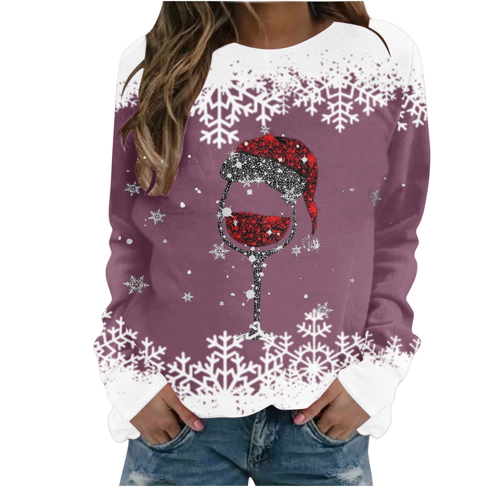 YanHoo Women Christmas Sweatshirt Funny Christmas Tops Pullover Long ...