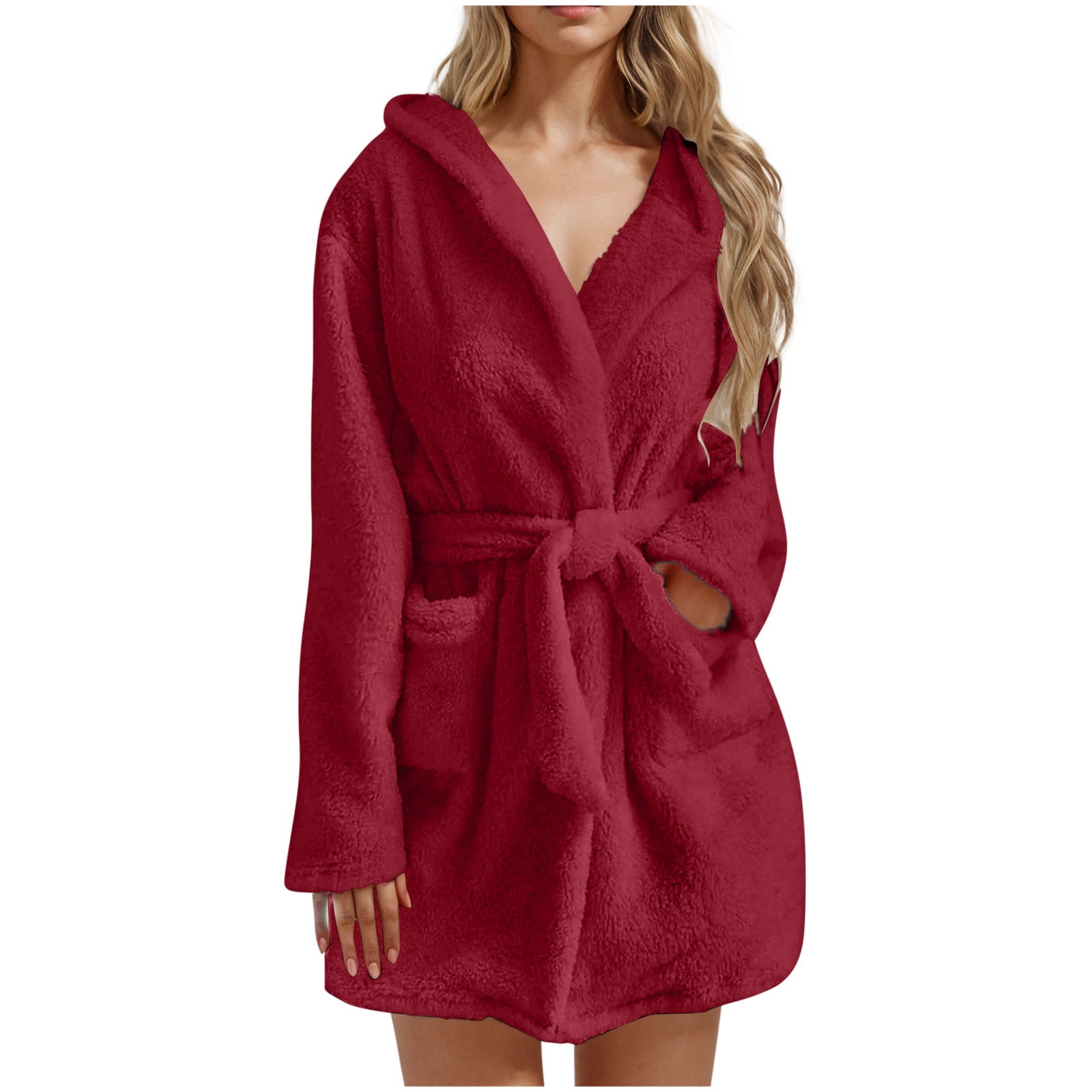 YanHoo Women Robe Plush Plus Size Fuzzy Robes for Women Plush Bathrobe ...