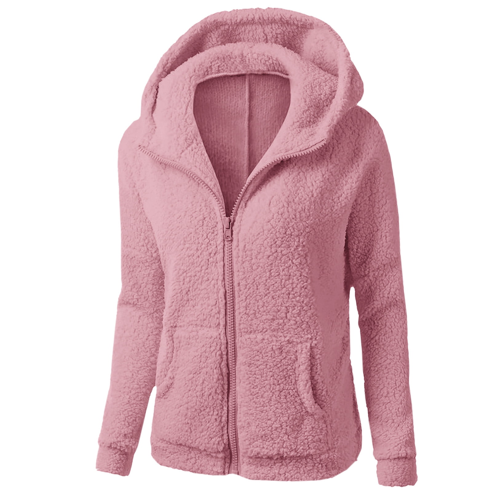 YanHoo Women Sherpa Jacket Fuzzy Fleece Hoodie Jackets Plus Size Full Zip Up Sherpa Lined Long ...