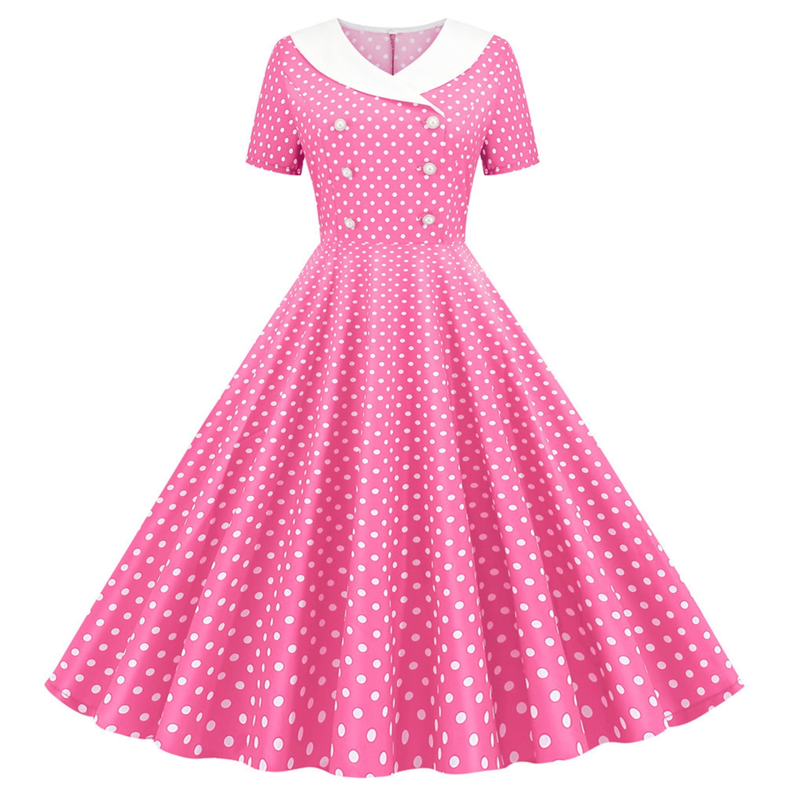 YanHoo Women's 1950s Vintage Dresses Polka Dot Audrey Hepburn Style A ...