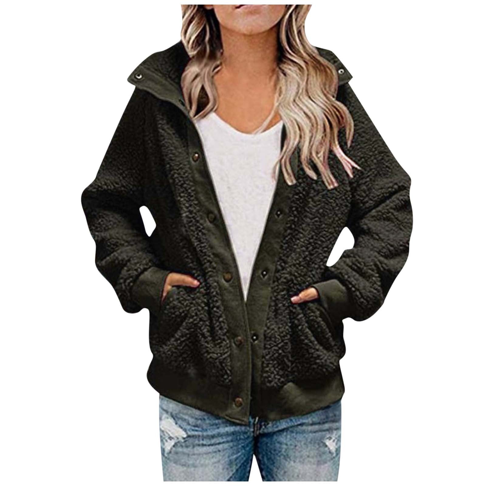 YanHoo Women's Fall Winter Jackets Thic Warm Fuzzy Fleece Sherpa ...