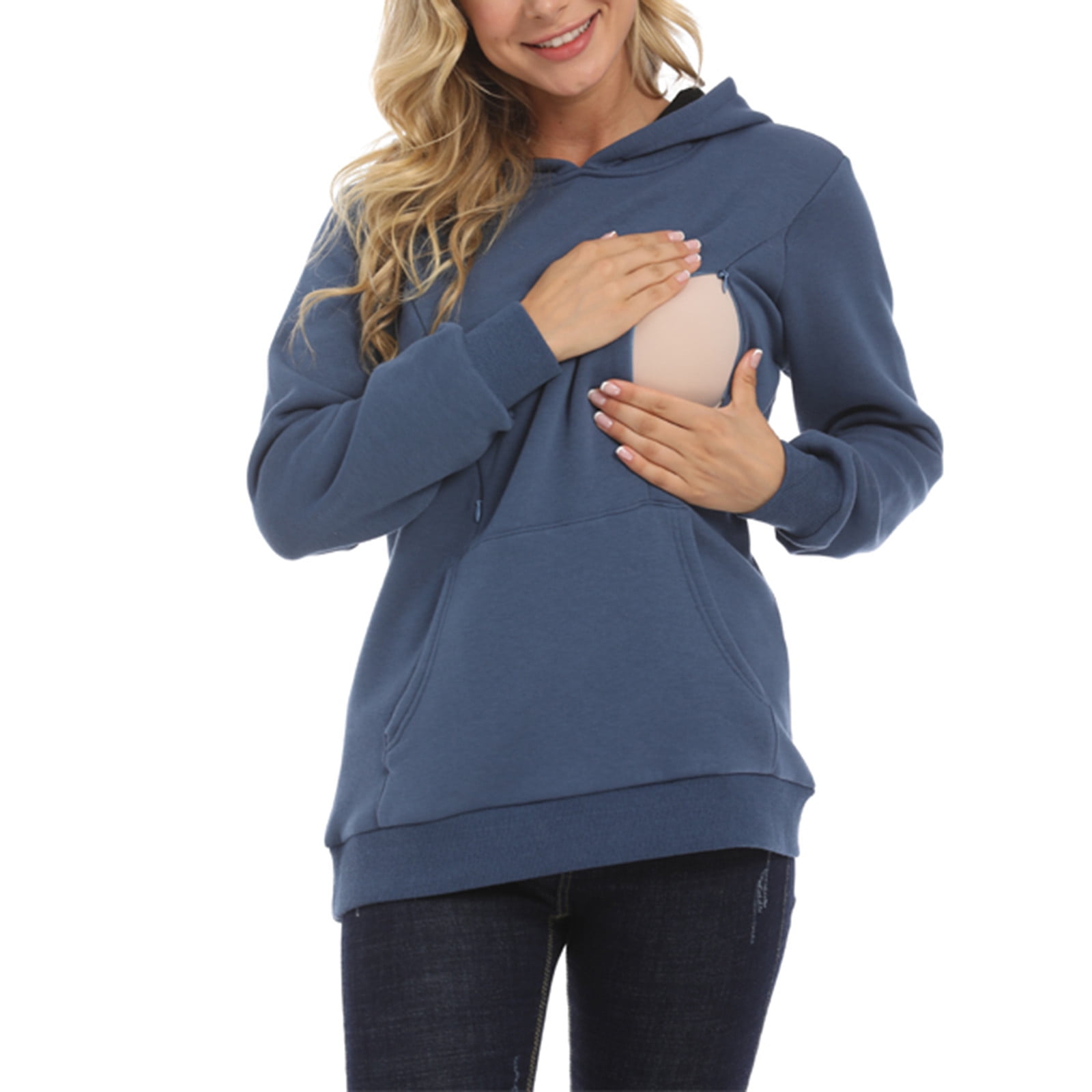 YanHoo Women's Nursing Hoodie Sweatshirt Side Hidden Zippers Long ...