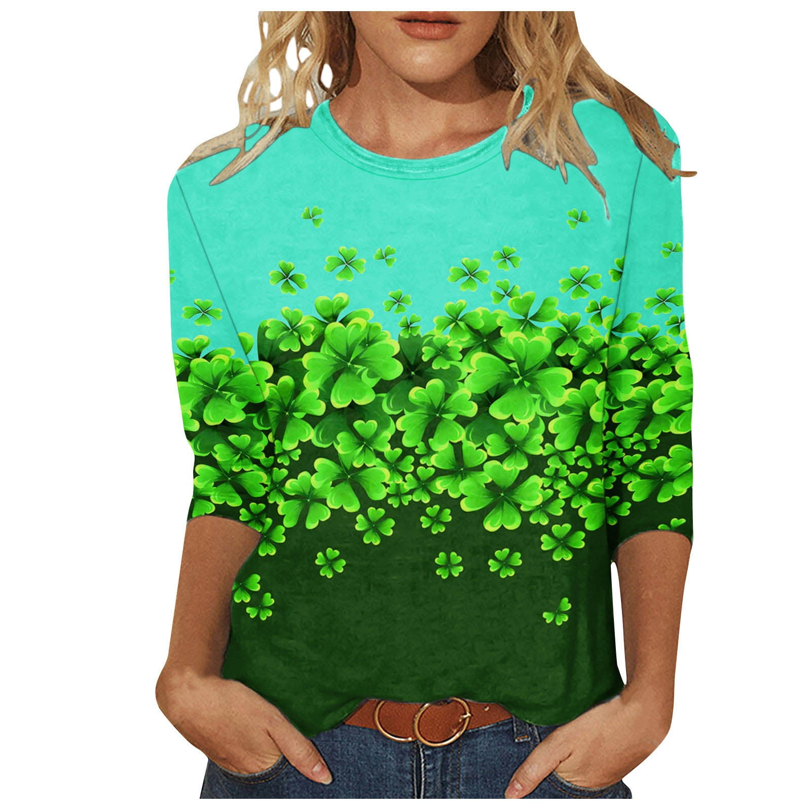 Yanhoo Womens 3 4 Sleeve T Shirts St Patricks Day Print 3 4 Length