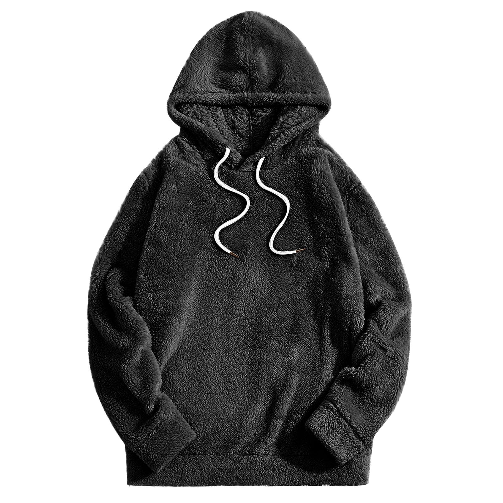 YanHoo Womens Fuzzy Fleece Hoodies Oversized Soft Solid Casual Drawstring Hooded Sweatshirts ...
