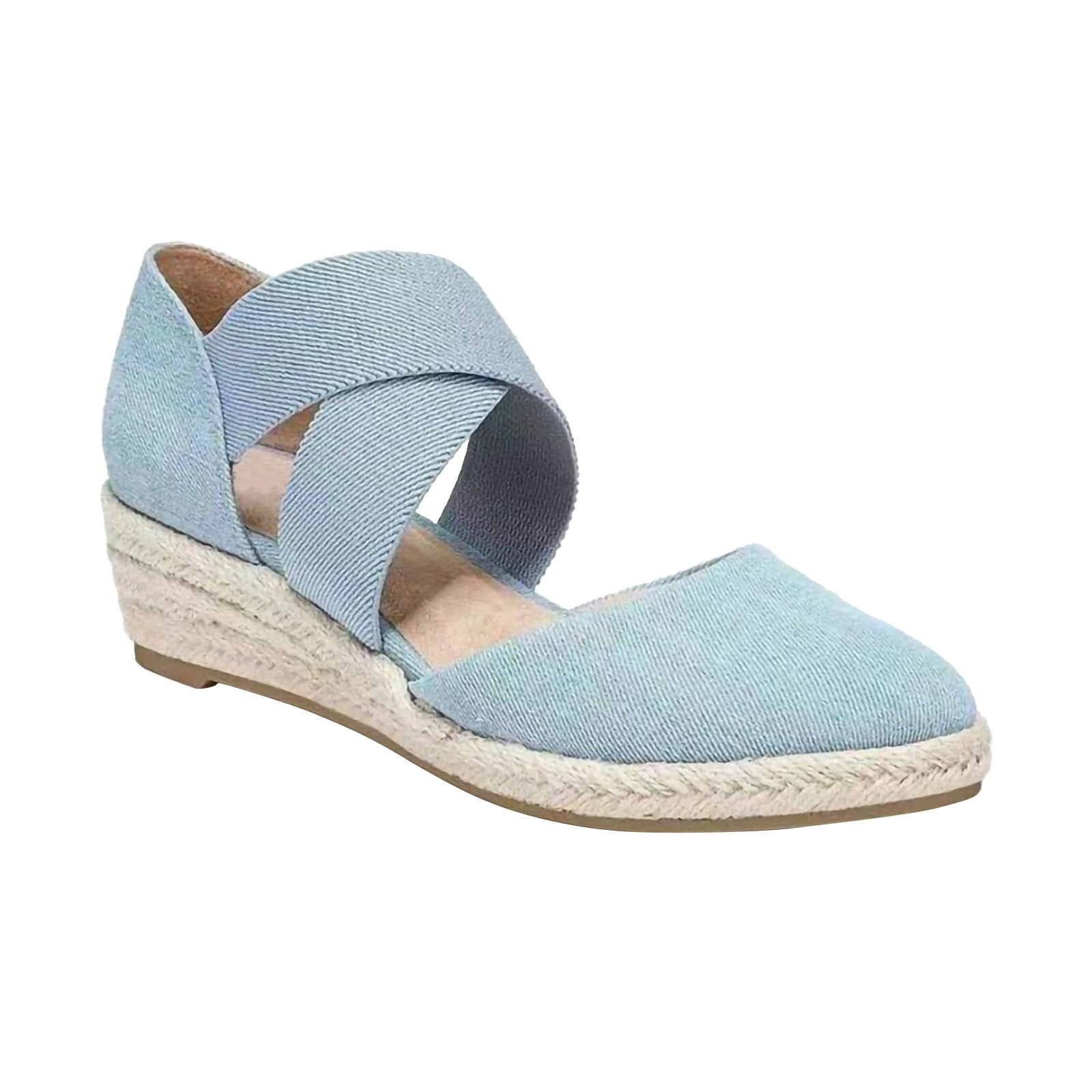 YanHoo Womens Open Toe Espadrilles Dressy Platform Sandals Slip on ...