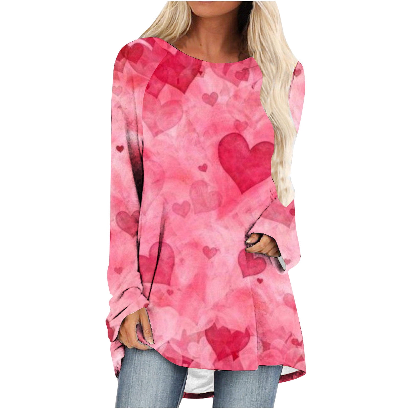 YanHoo Womens Valentines Tunic Tops Long Sleeve Tunic Tops to Wear with ...