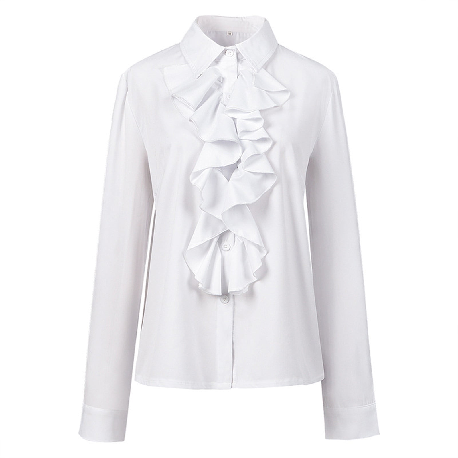 YanHoo Womens Victorian Vintage Long Sleeve Shirt Ruffle Button Up ...
