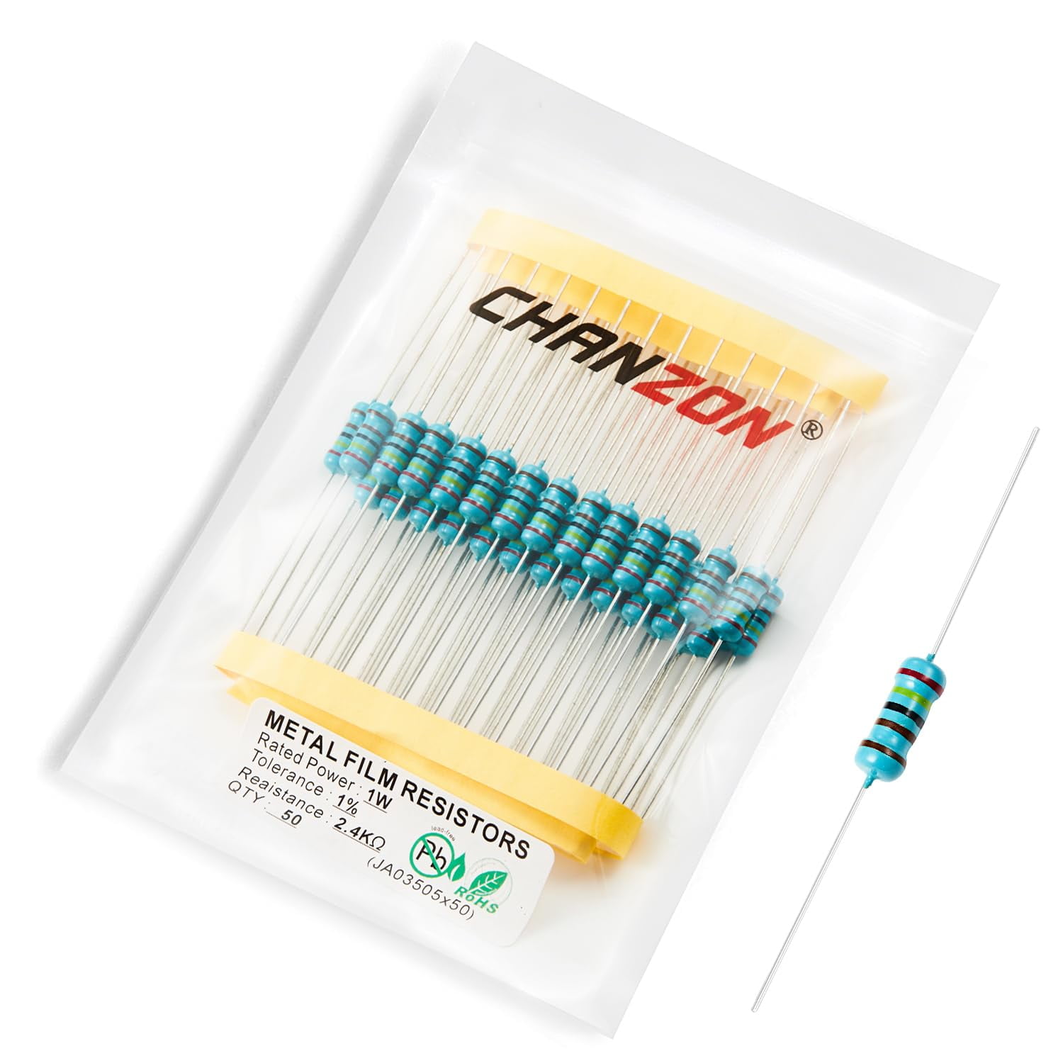 YanMaoYi 50pcs 1W 1K Ω ohm Metal Film Fixed Resistor 0.01 ±1% Tolerance ...