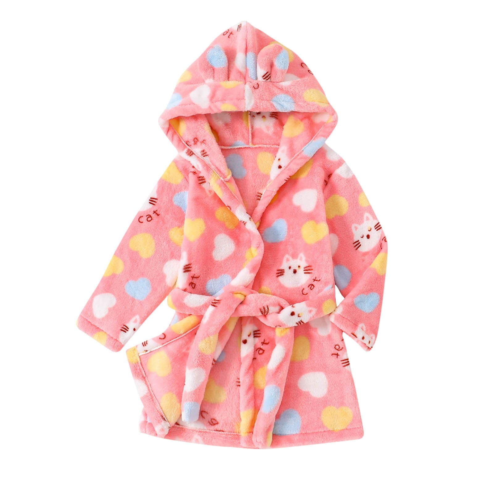 YanQiao Boys Girls Robes Kids Sleepwear Soft Fleece Bathrobes Cute Cat ...
