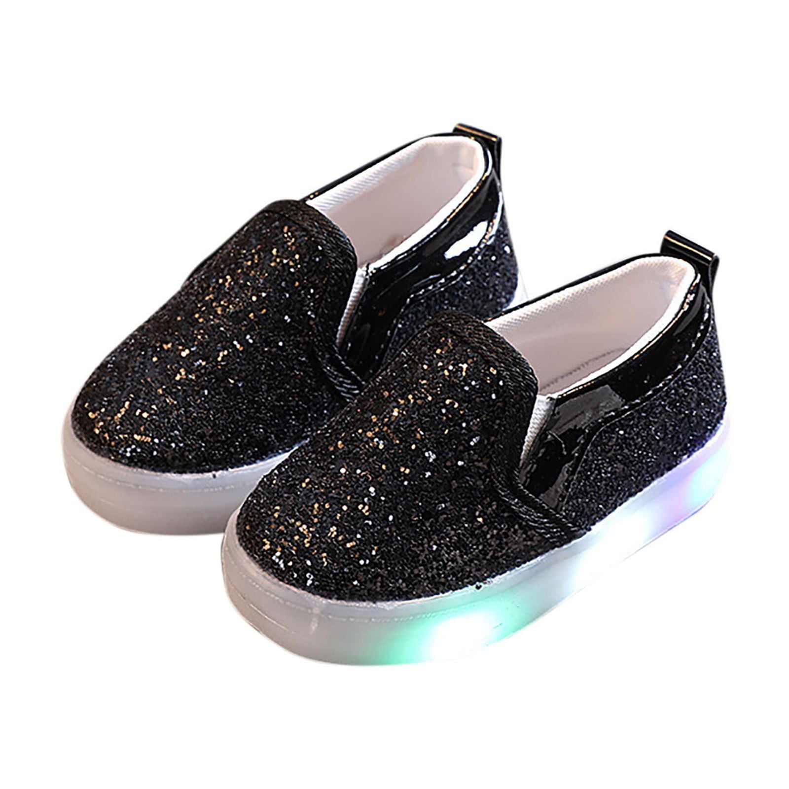 Gpaecead Girl's Light Up Slip On Loafers Baby Glitter Shoes Flashing ...