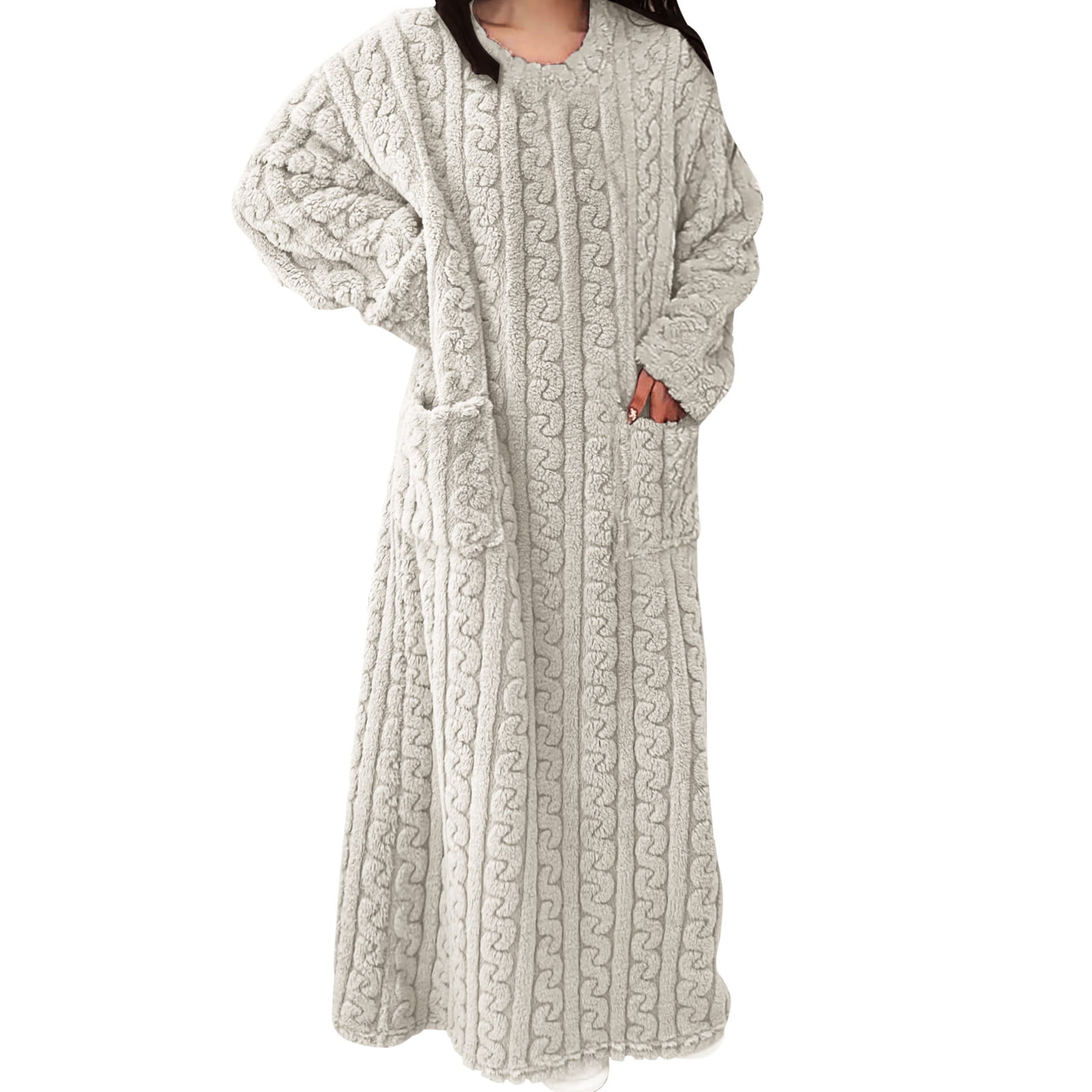 YanQiao Women Hoodless Fuzzy Robe,Lightweight Plush Warm Winter ...