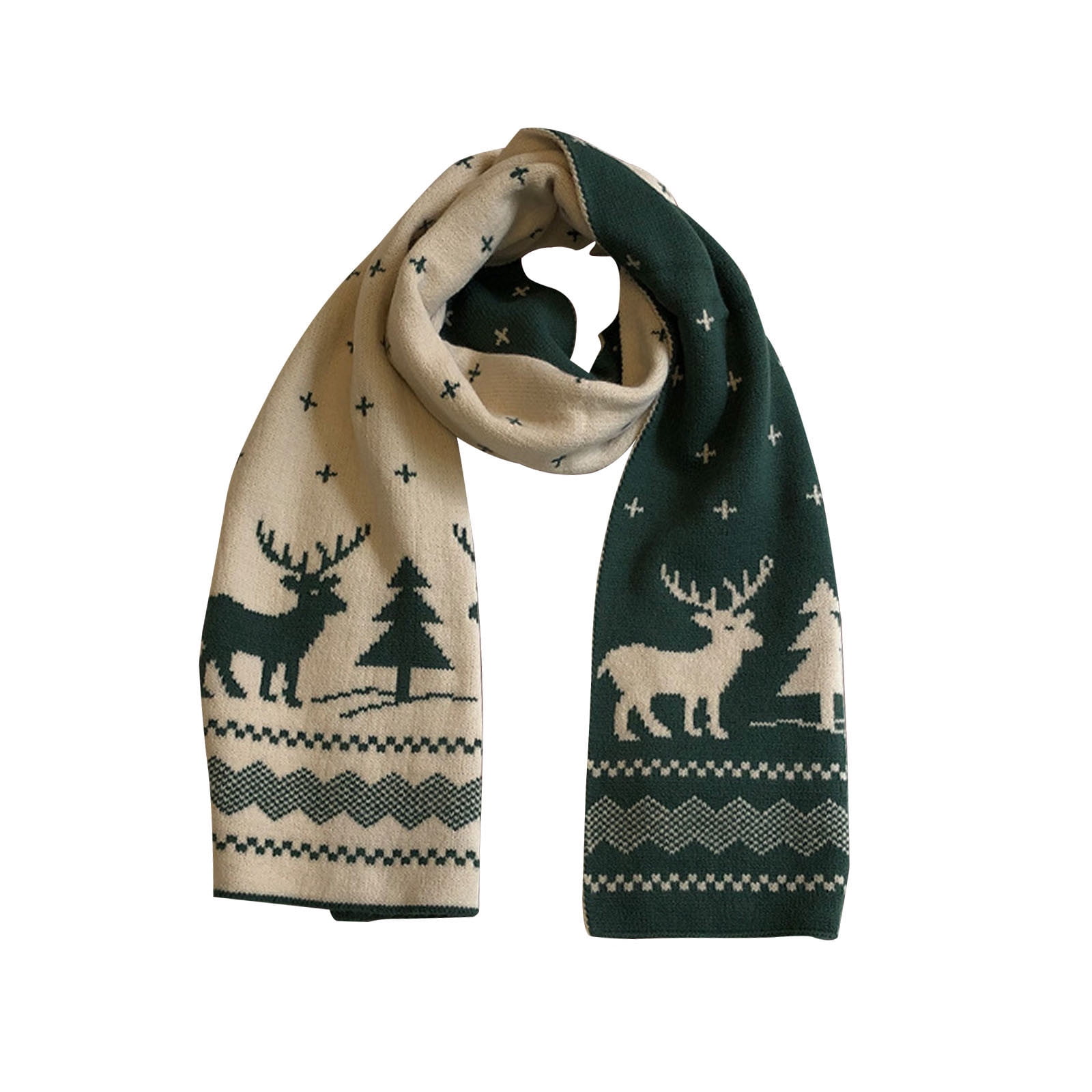 Gpaecead Women's Christmas Scarf Christmas Theme Scarves Winter Knitted ...