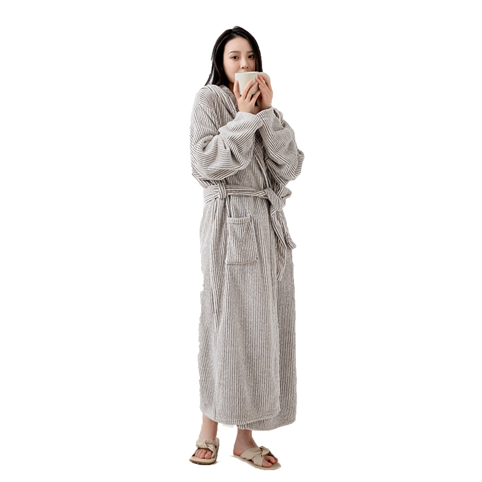 YanQiao Women's Robe Lightweight Coral Fleece Bathrobe Soft Full Length ...
