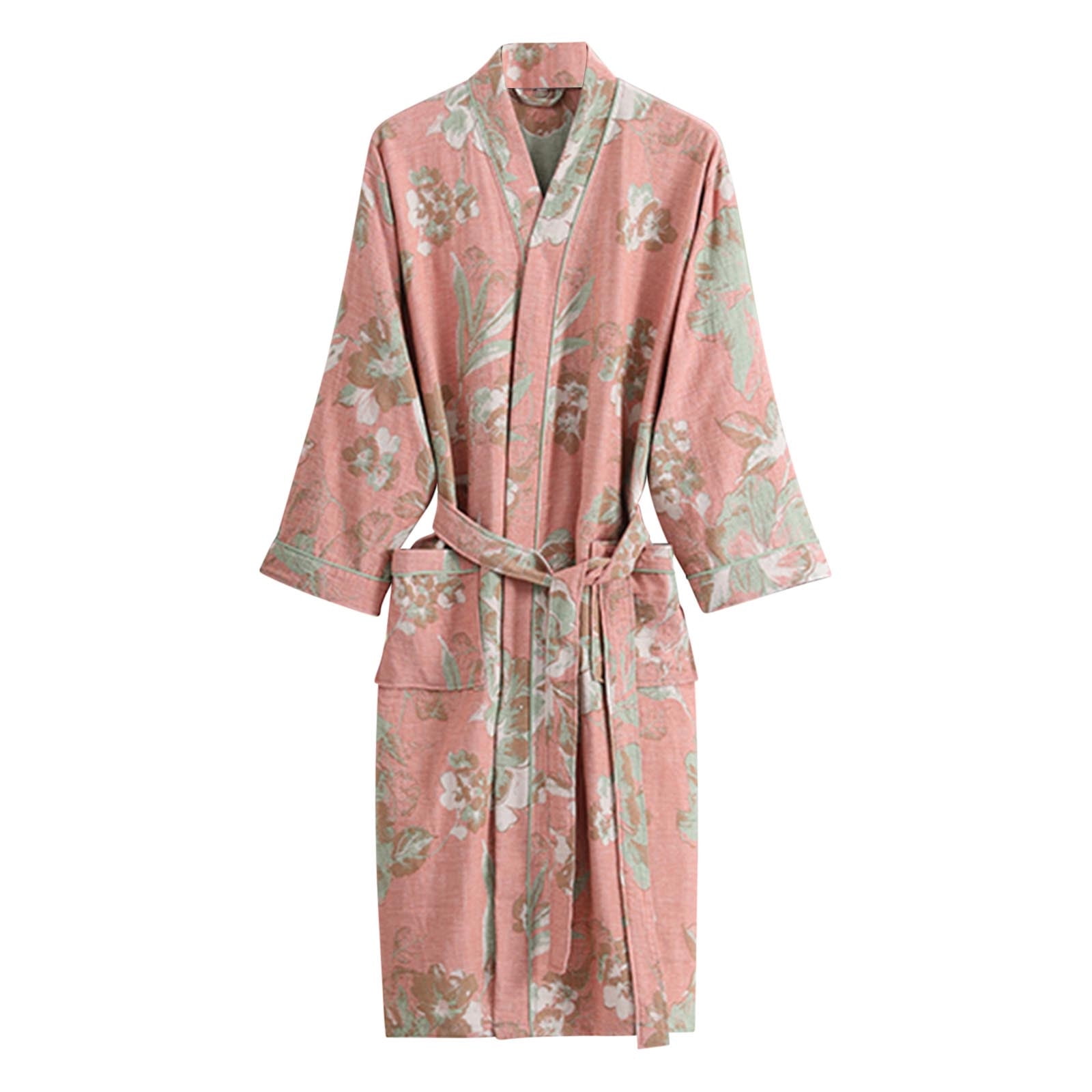 YanQiao Women's Soft Summer Dressing Robe Flower Print Plush Shawl ...