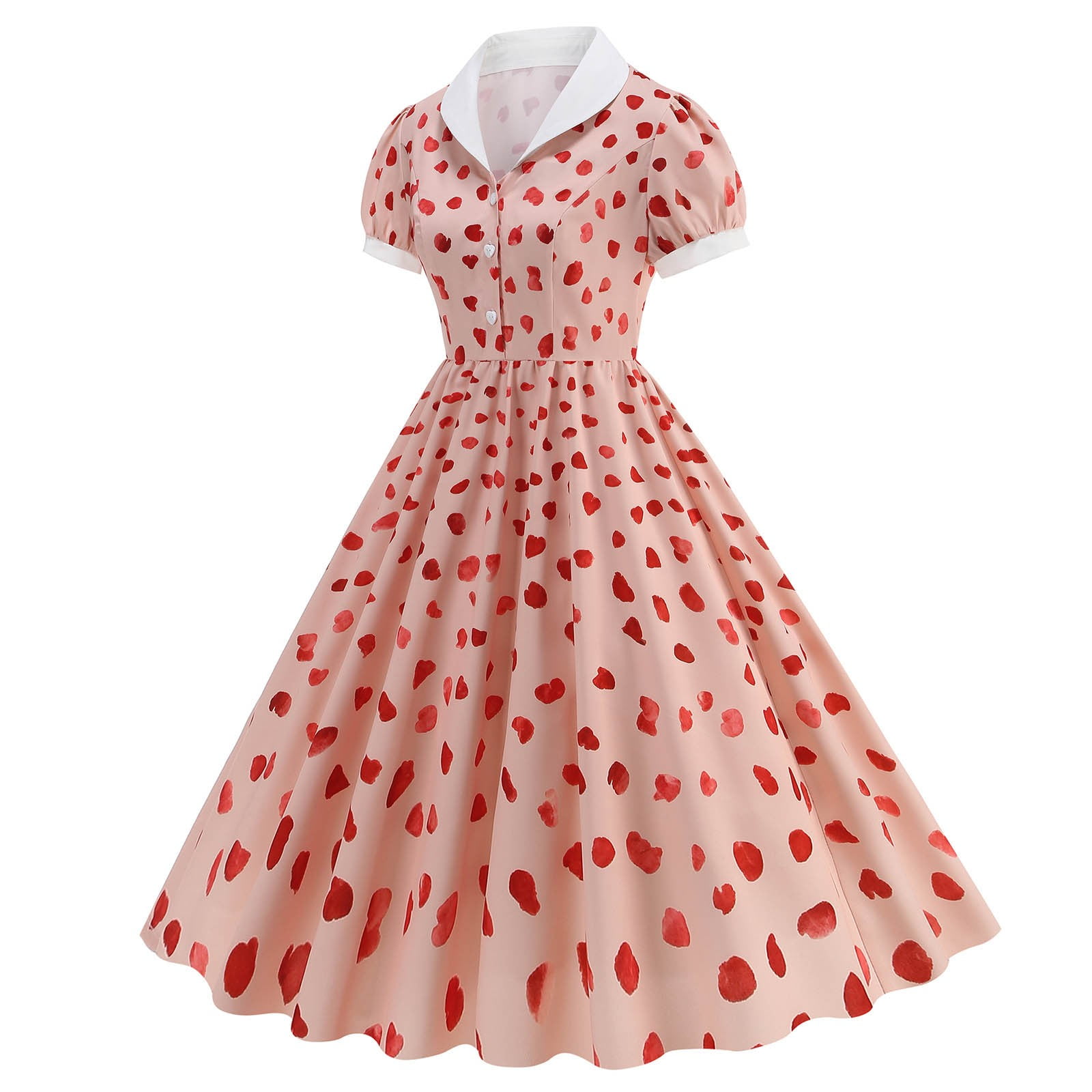 YanTaoRuo Retro Dresses for Women, Polka Dot Rockabilly Dress, Petal ...