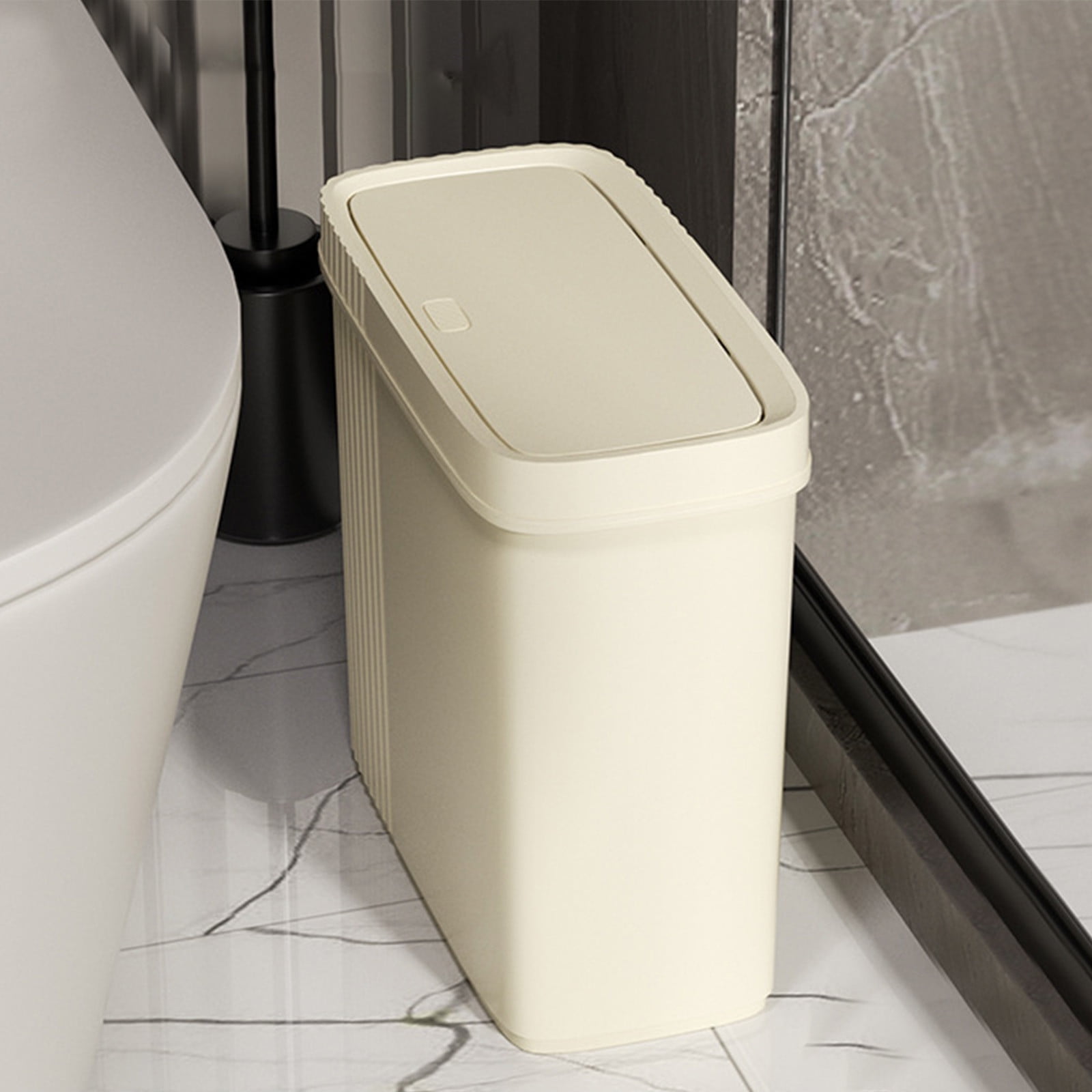 YanYan Bathroom Trash Can, Press Popup Lid Wastebasket, Odor-Sealing ...