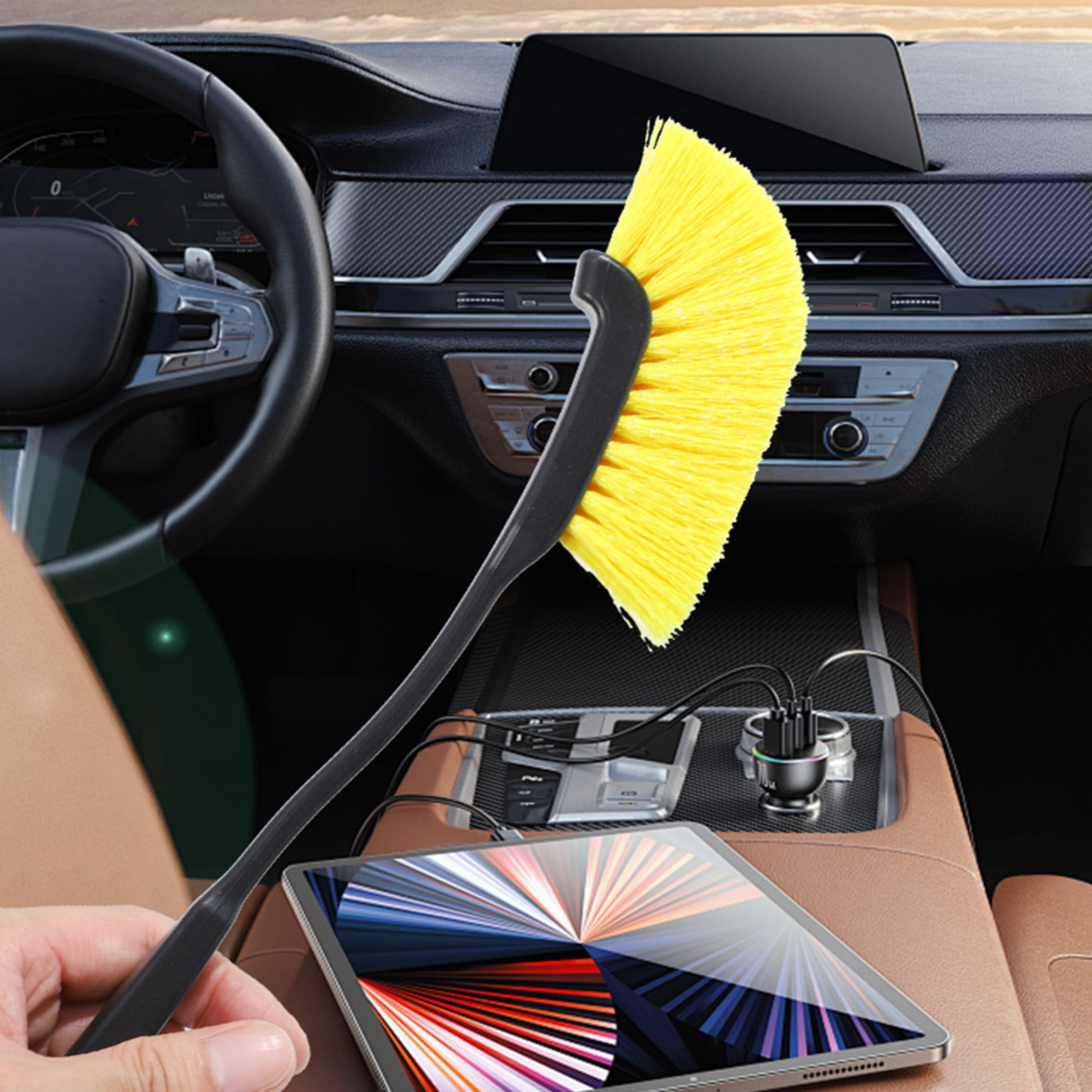 YanYan Car Long Handle Wheel Hub Brush, Bend Design, Efficient Dirt ...