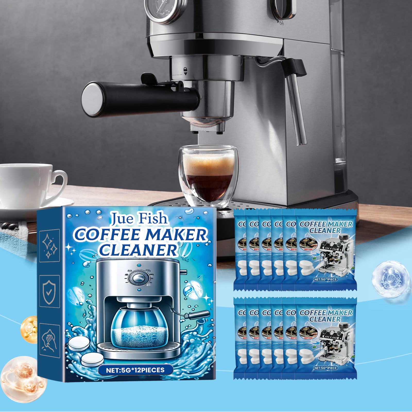 YanYan Coffee Machine Cleaning Tablets, Stain Removal Foam, Fast-Acting Effervescent Technology ...