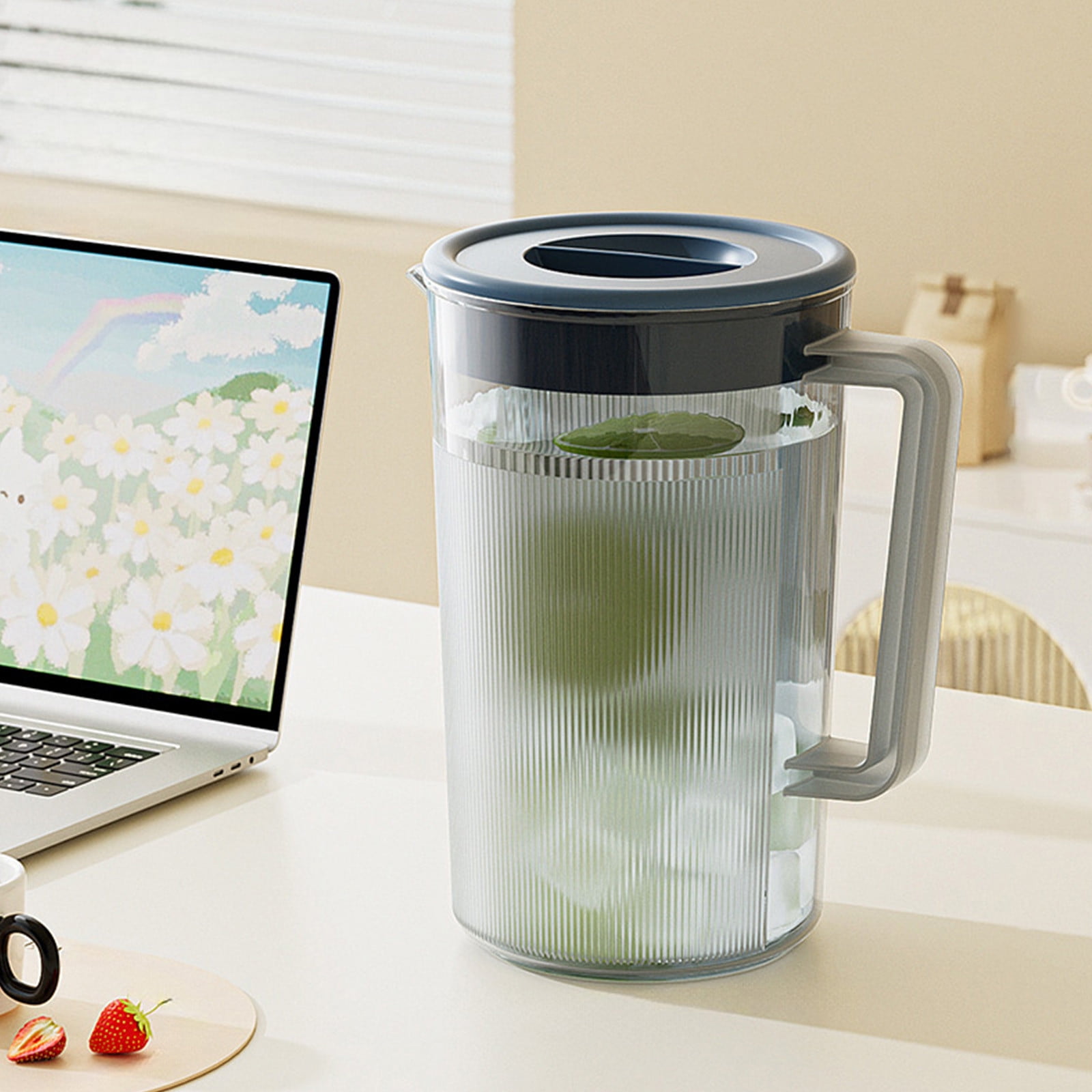YanYan Cold Kettle Pitcher, 2L Plastic Drink Container, Leakproof Lid ...