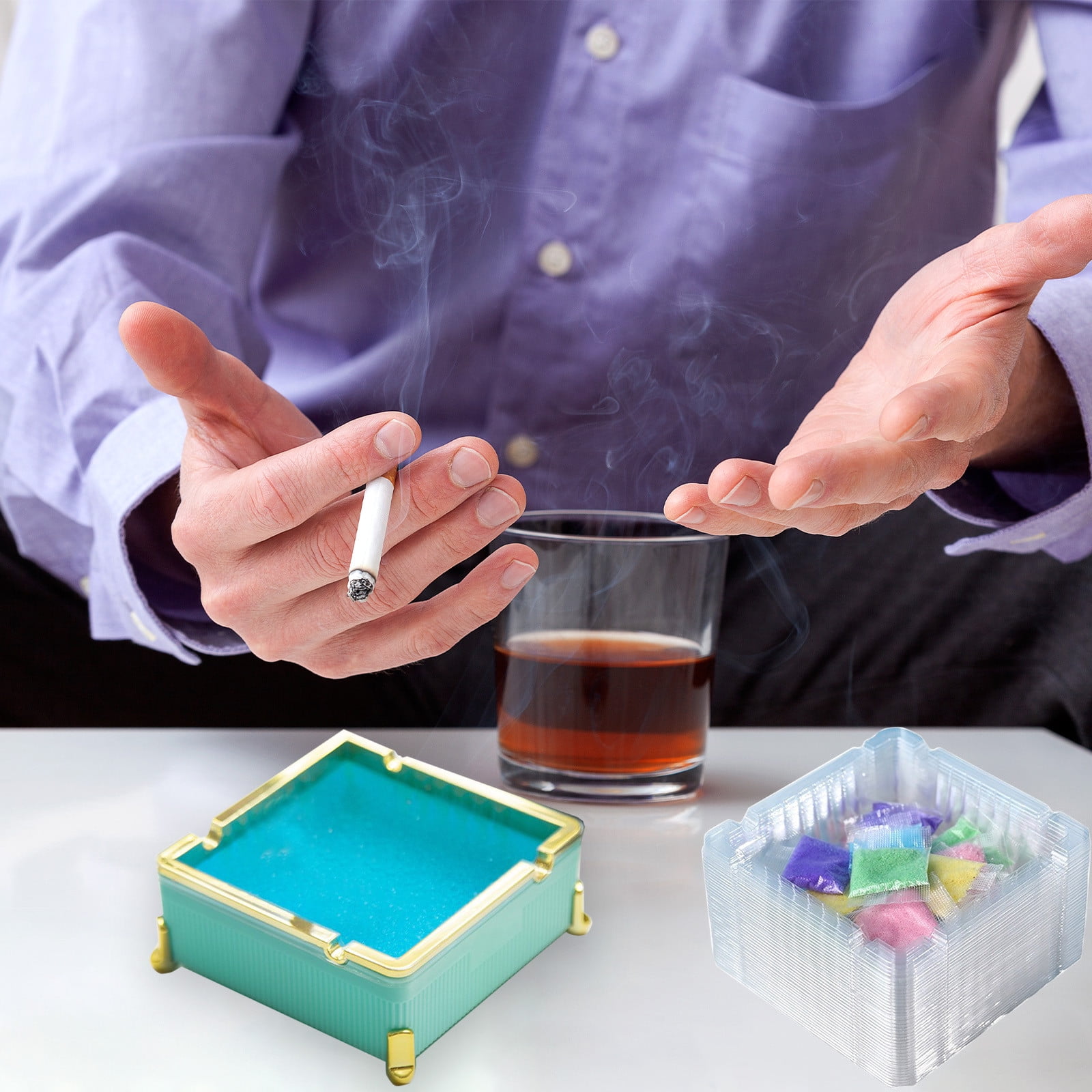 YanYan Disposable Ashtrays Set, 30 Pieces Odor Eliminating Ashtrays ...